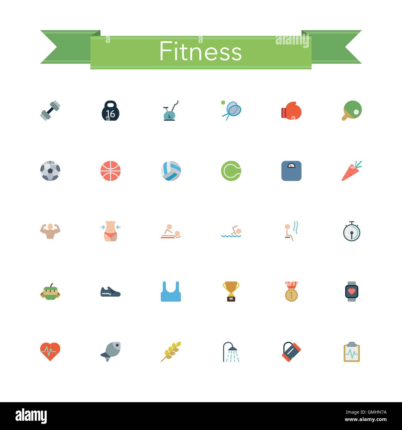 Fitness Flat Icons Stock Vector Image & Art - Alamy
