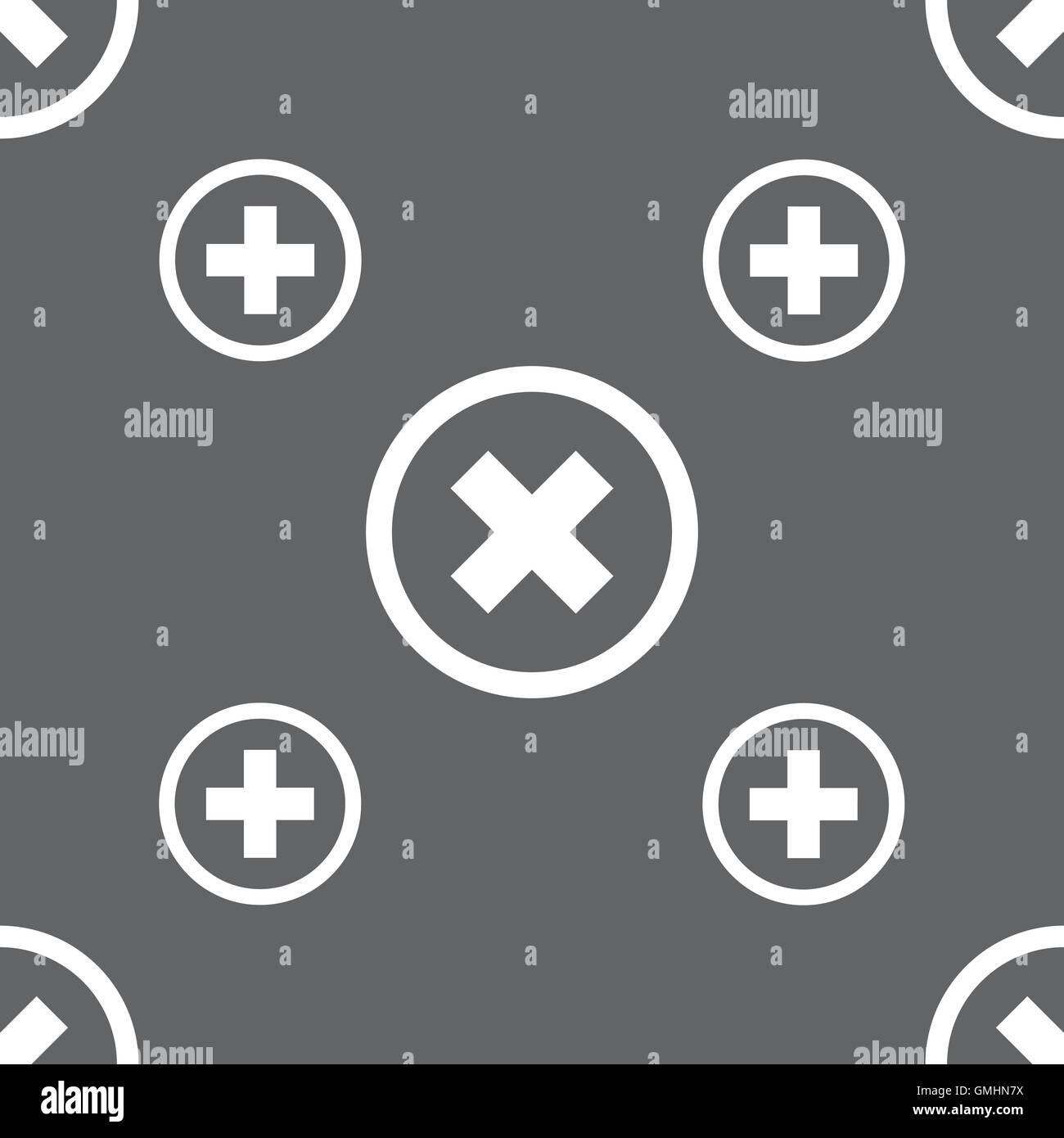 Cancel icon. no sign. Seamless pattern on a gray background. Vector ...