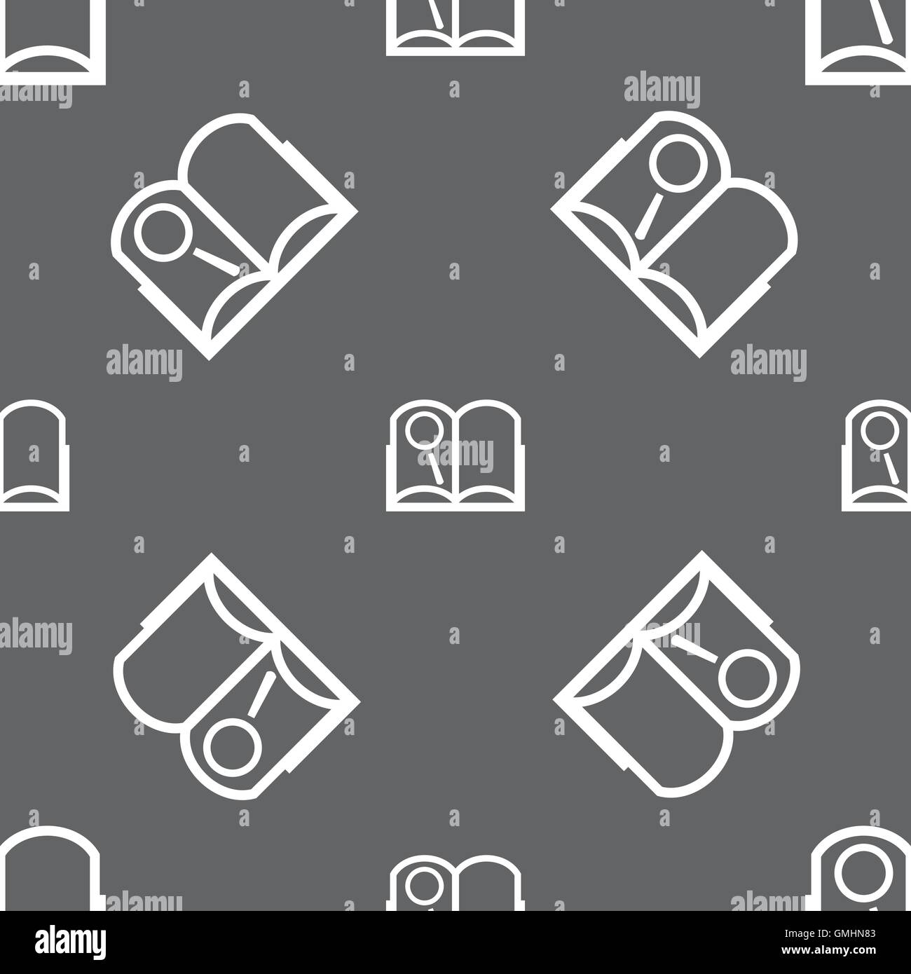 Book sign icon. Open book symbol. Seamless pattern on a gray background ...