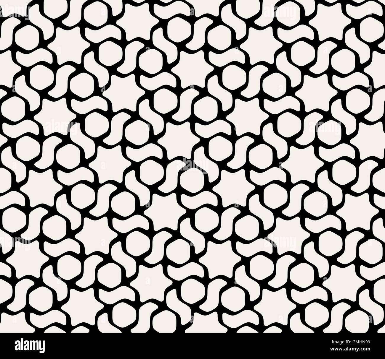 Vector Seamless Black And White Hexagonal Rounded Pattern Stock Vector ...