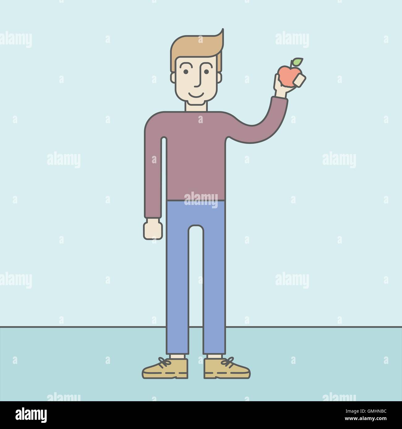 Apple fruit leaf linear Stock Vector Images - Alamy