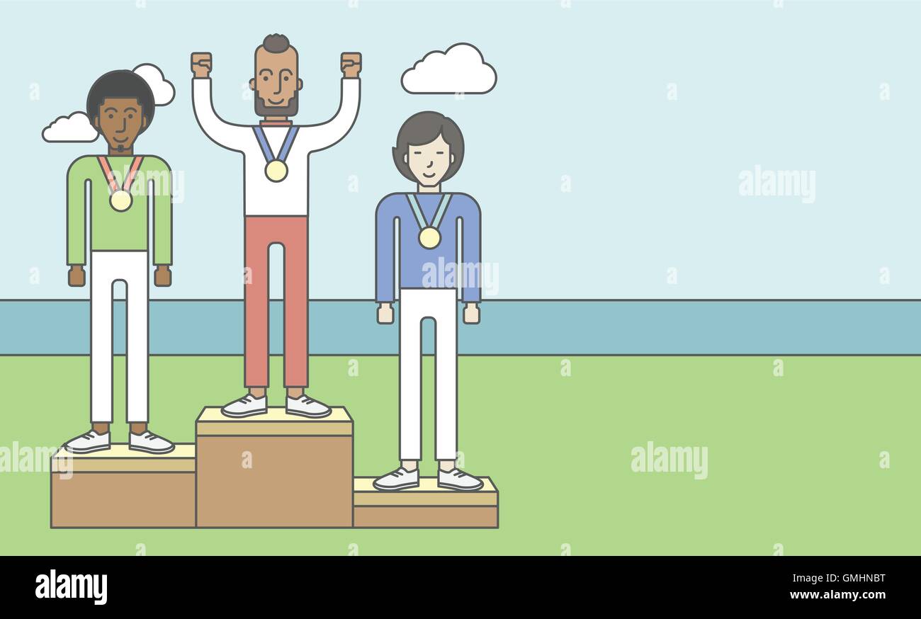 Winner on pedestal line hi-res stock photography and images - Alamy