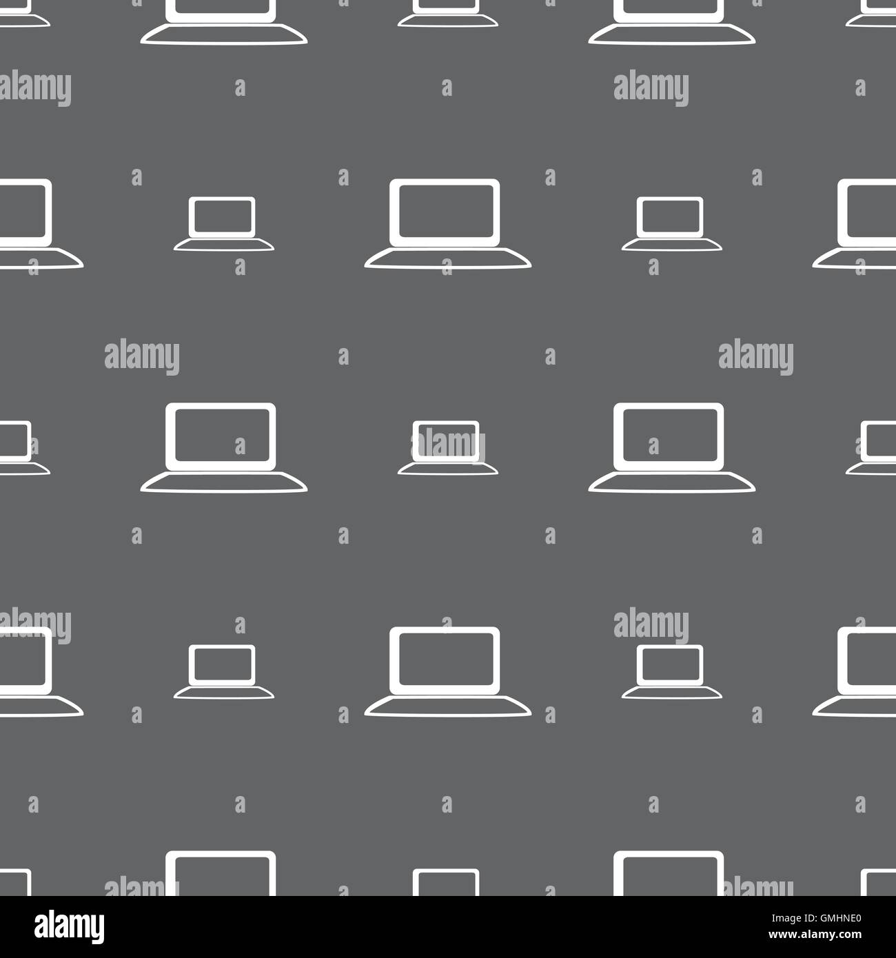 Laptop sign icon. Notebook pc with graph symbol. Monitoring. Seamless ...