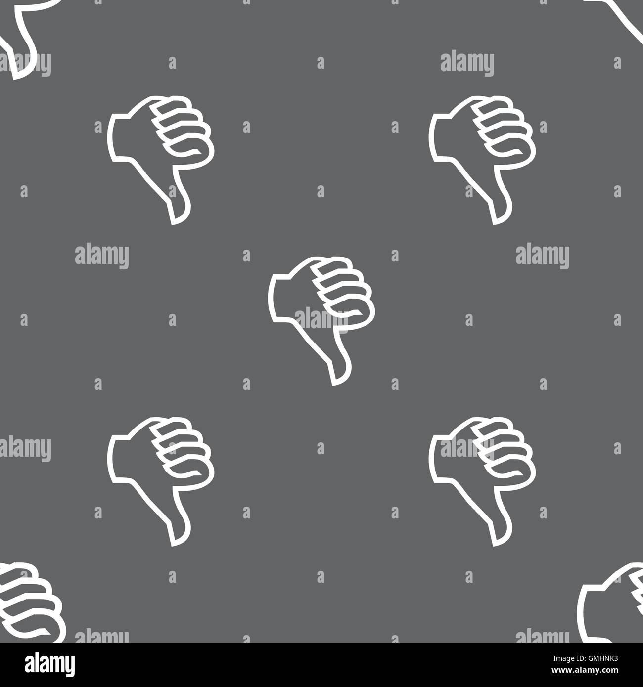 Dislike sign icon. Thumb down. Hand finger down symbol. Seamless ...