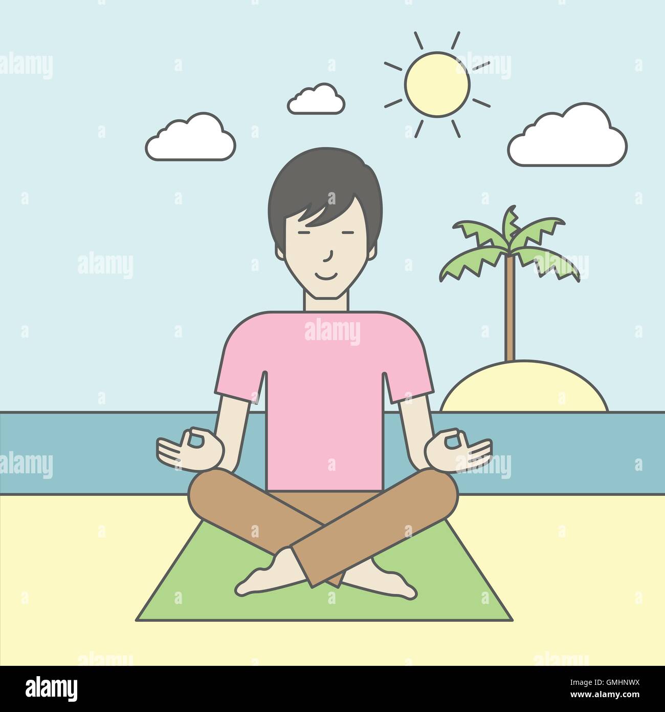 Asian man meditating Stock Vector Image & Art - Alamy