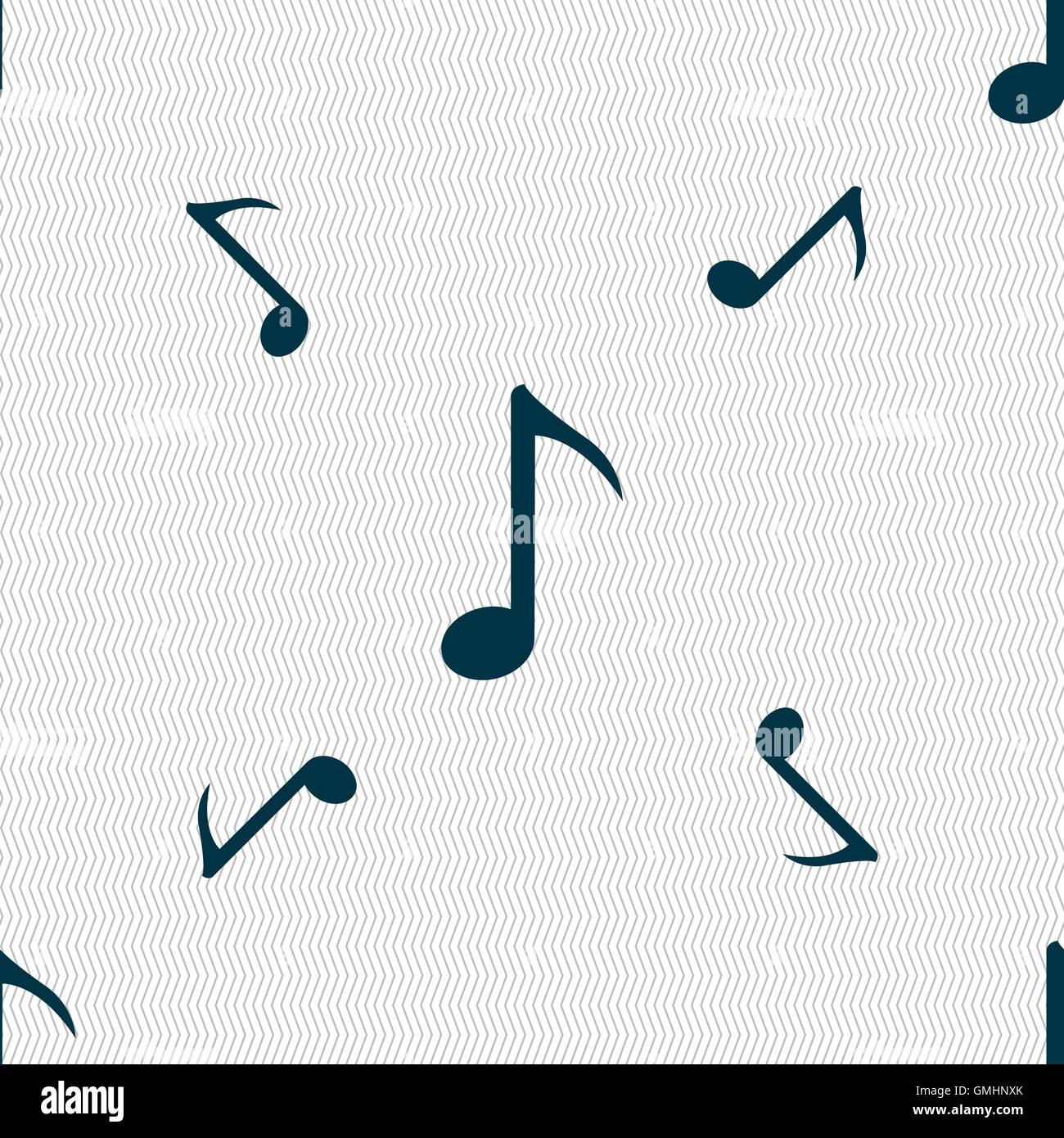 Music note icon sign. Seamless pattern with geometric texture. Vector ...