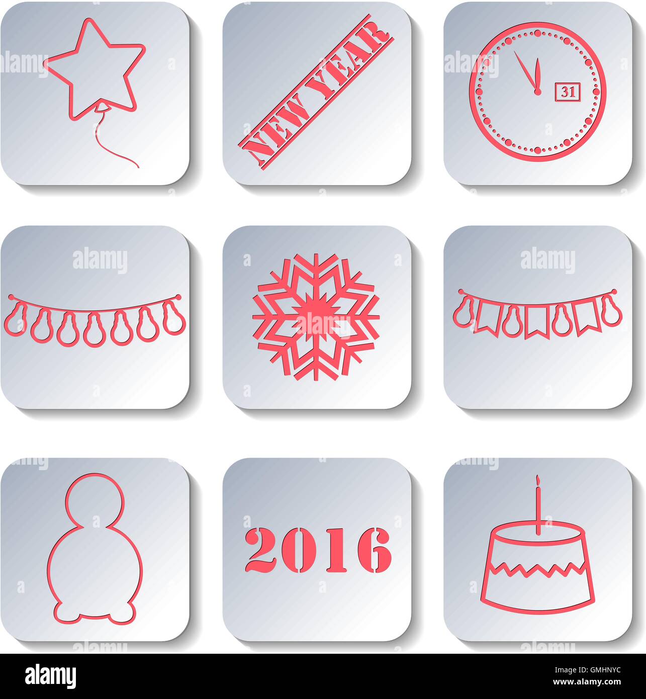 Icons new year, vector illustration Stock Vector Image & Art - Alamy