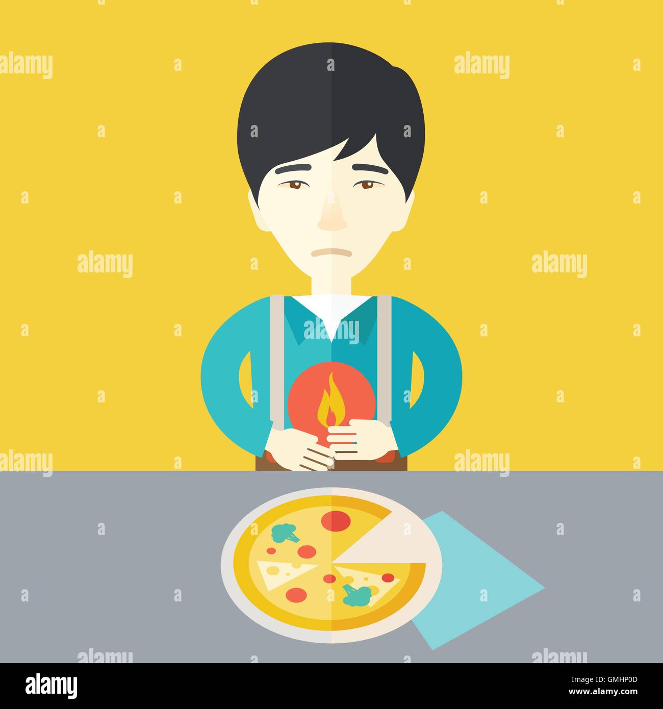 Man with heartburn Stock Vector Image & Art - Alamy