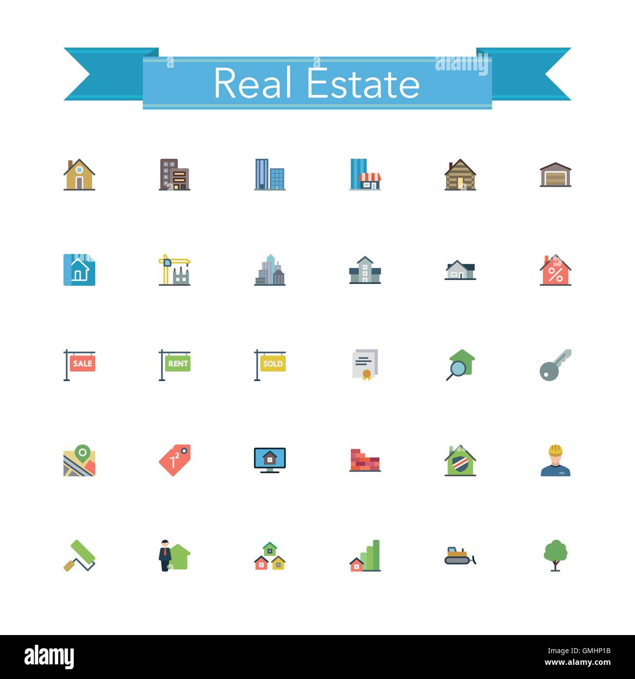 Real Estate Flat Icons Stock Vector Image & Art - Alamy