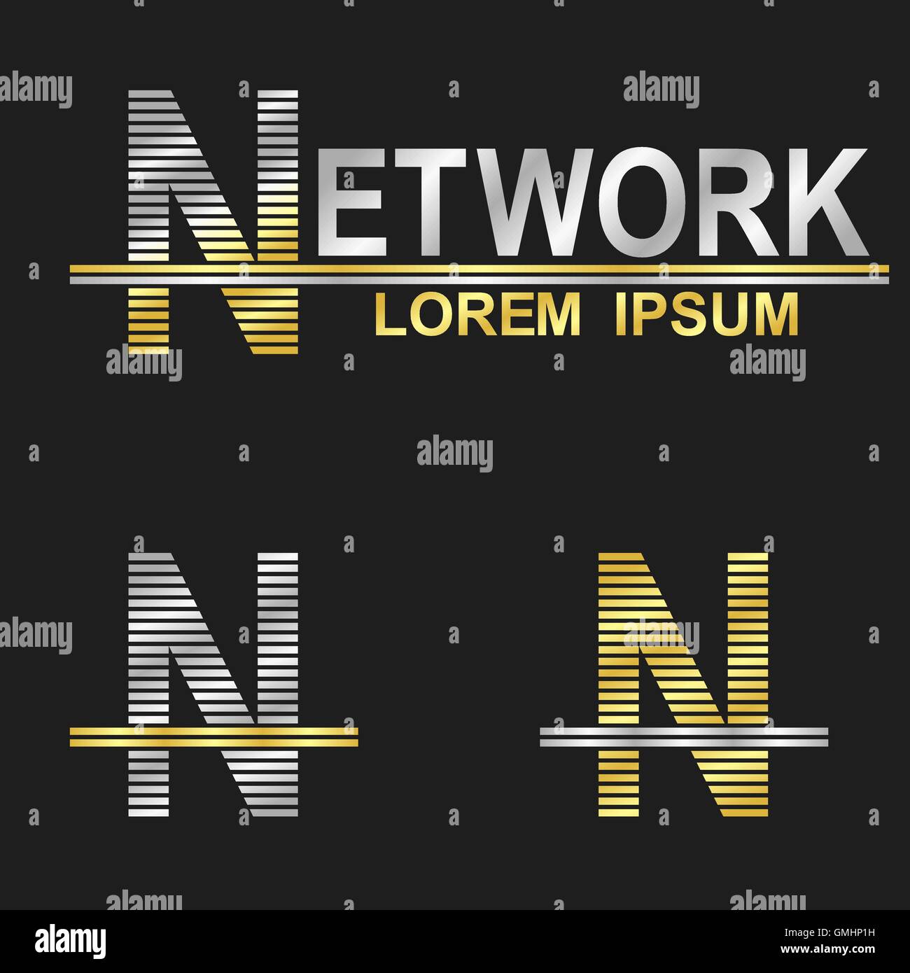 Metallic business symbol font design - letter N (network Stock Vector ...