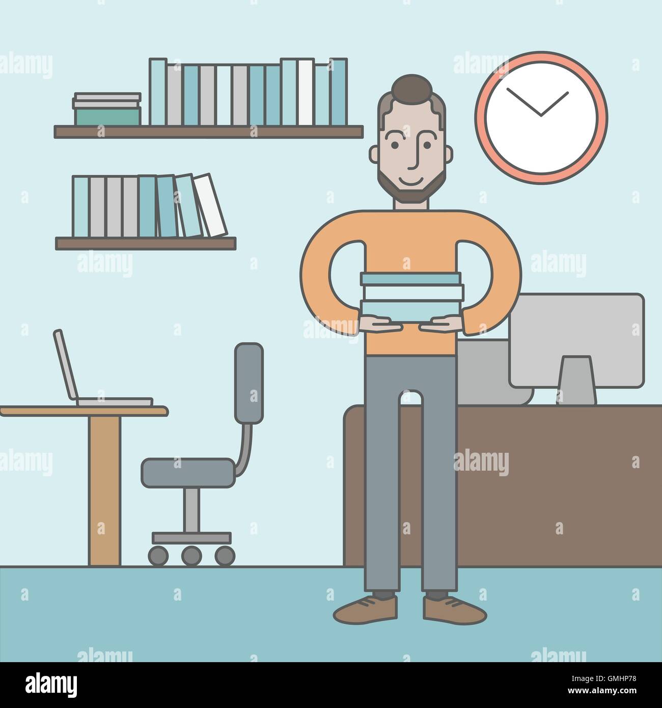 Smiling male standing table Stock Vector Images - Alamy