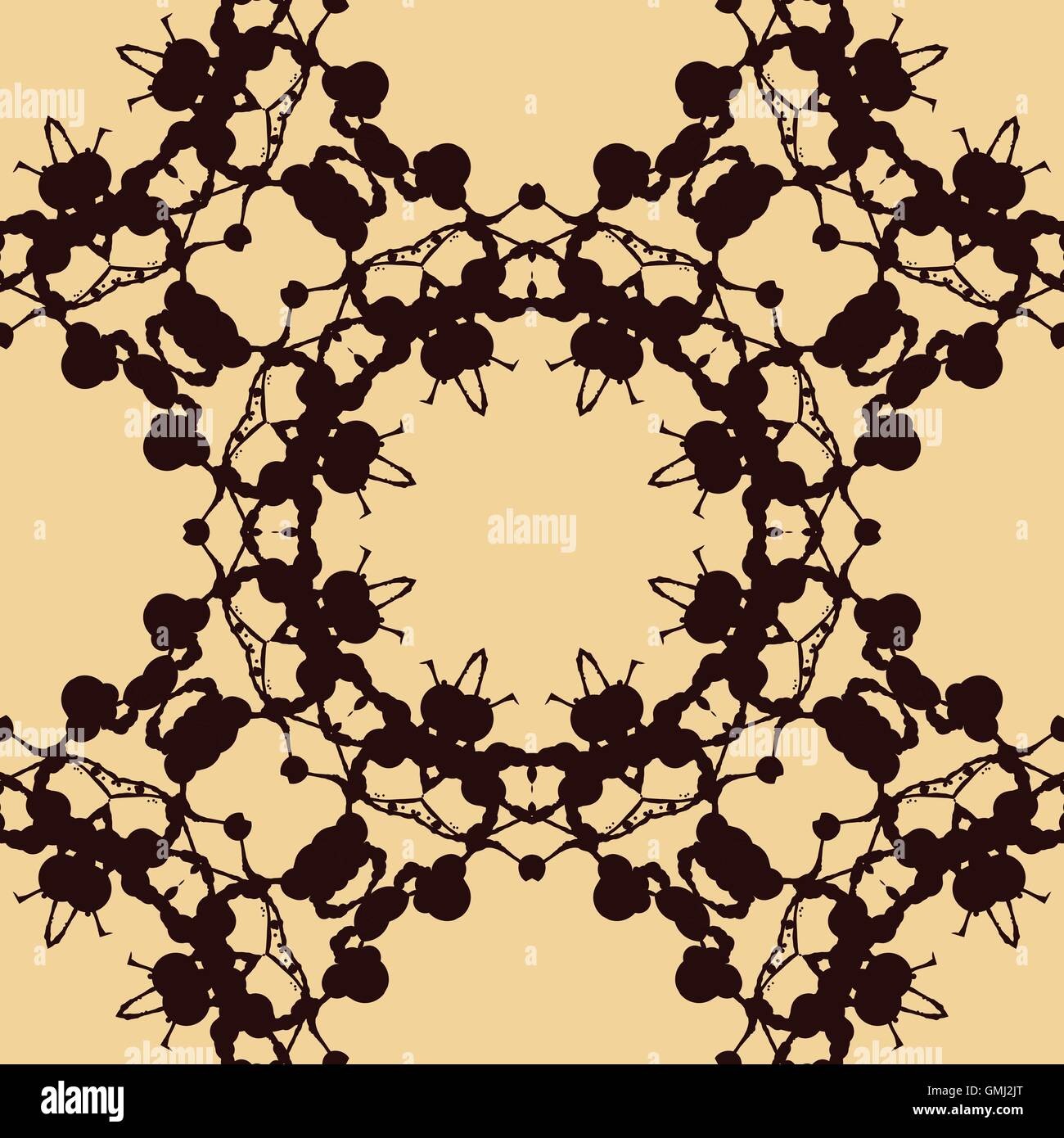 Design rorschach inkblot test. Brown on yellow watercolor symmetric ...