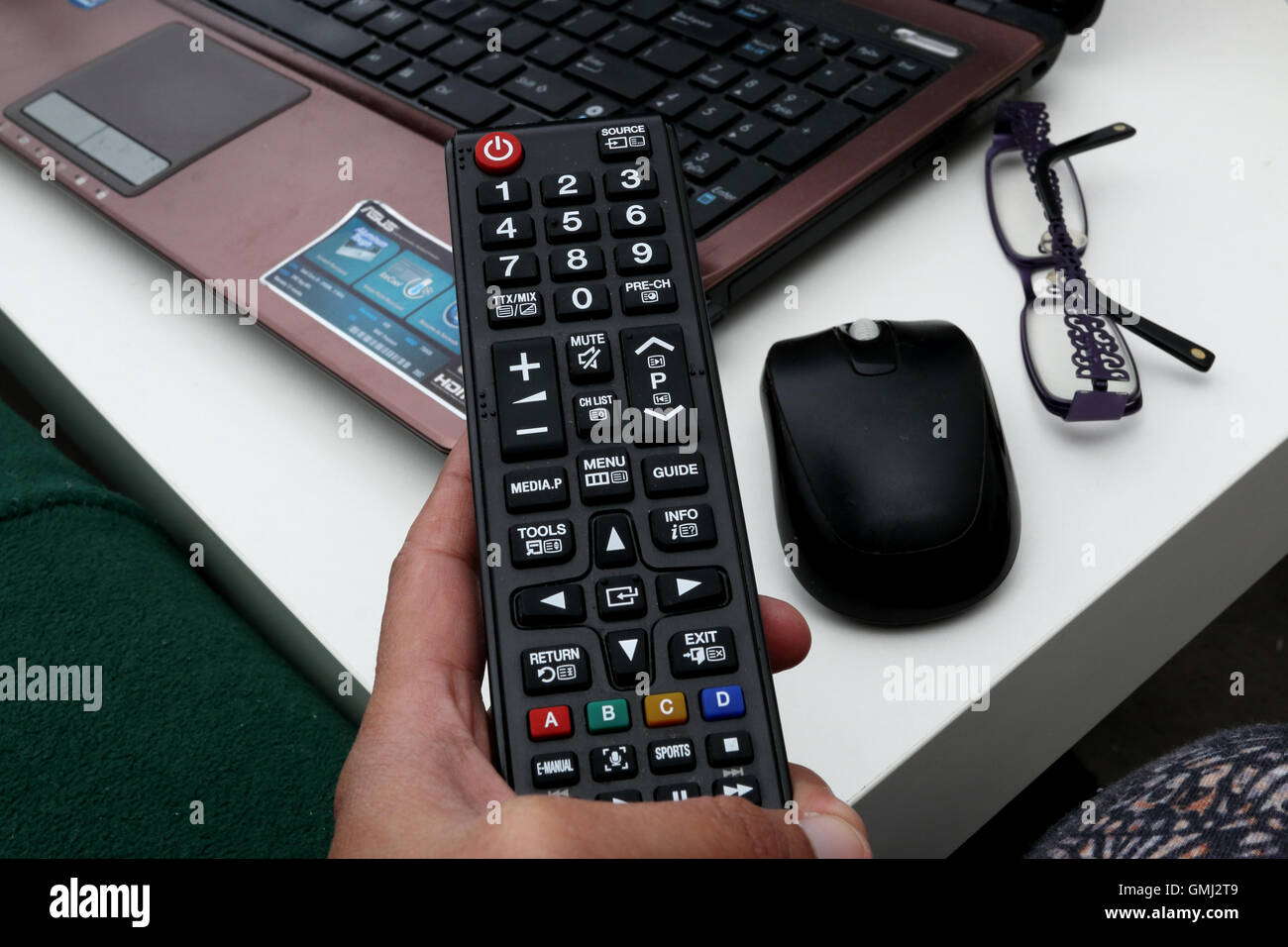 Close up of a black remote control Stock Photo - Alamy