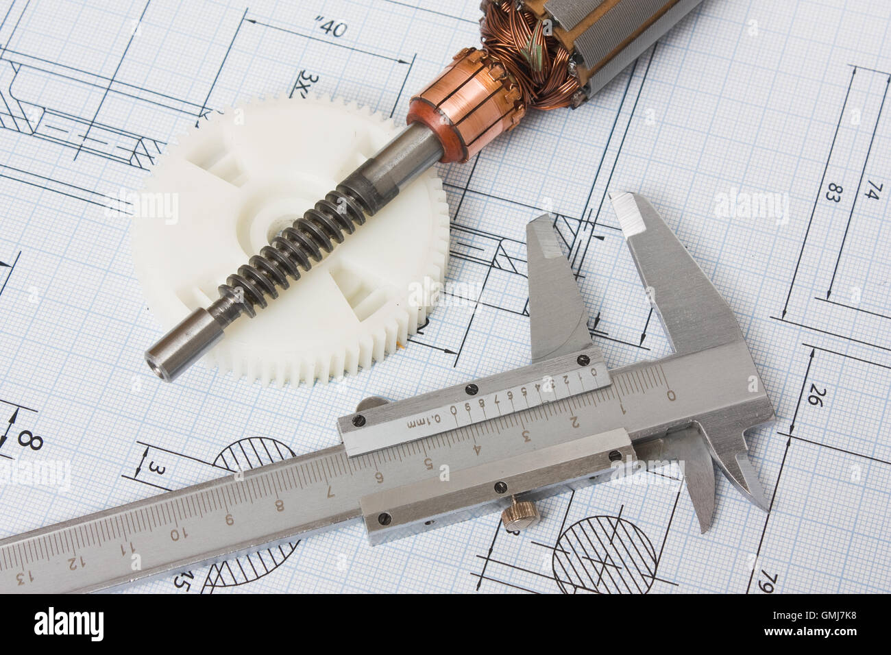 drawings of mechanisms Stock Photo - Alamy