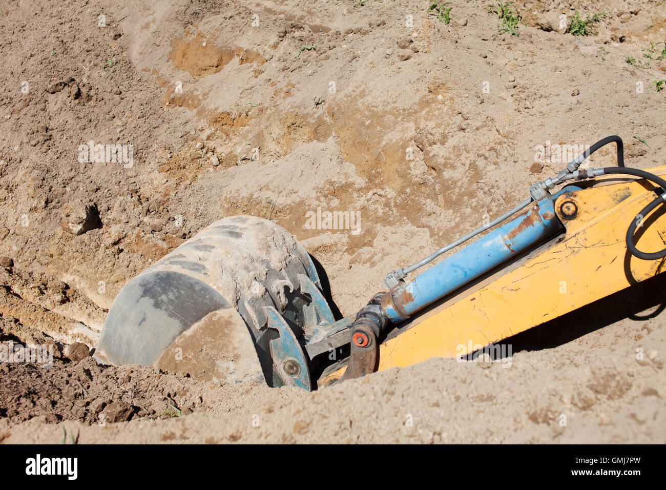 excavator on the building site Stock Photo - Alamy