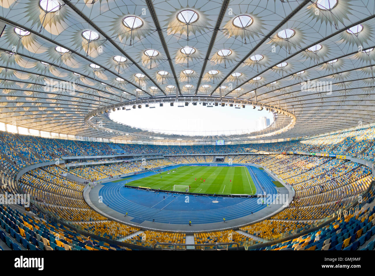KYIV, UKRAINE - JULY 23, 2016: Panoramic view of NSC Olympic stadium ...