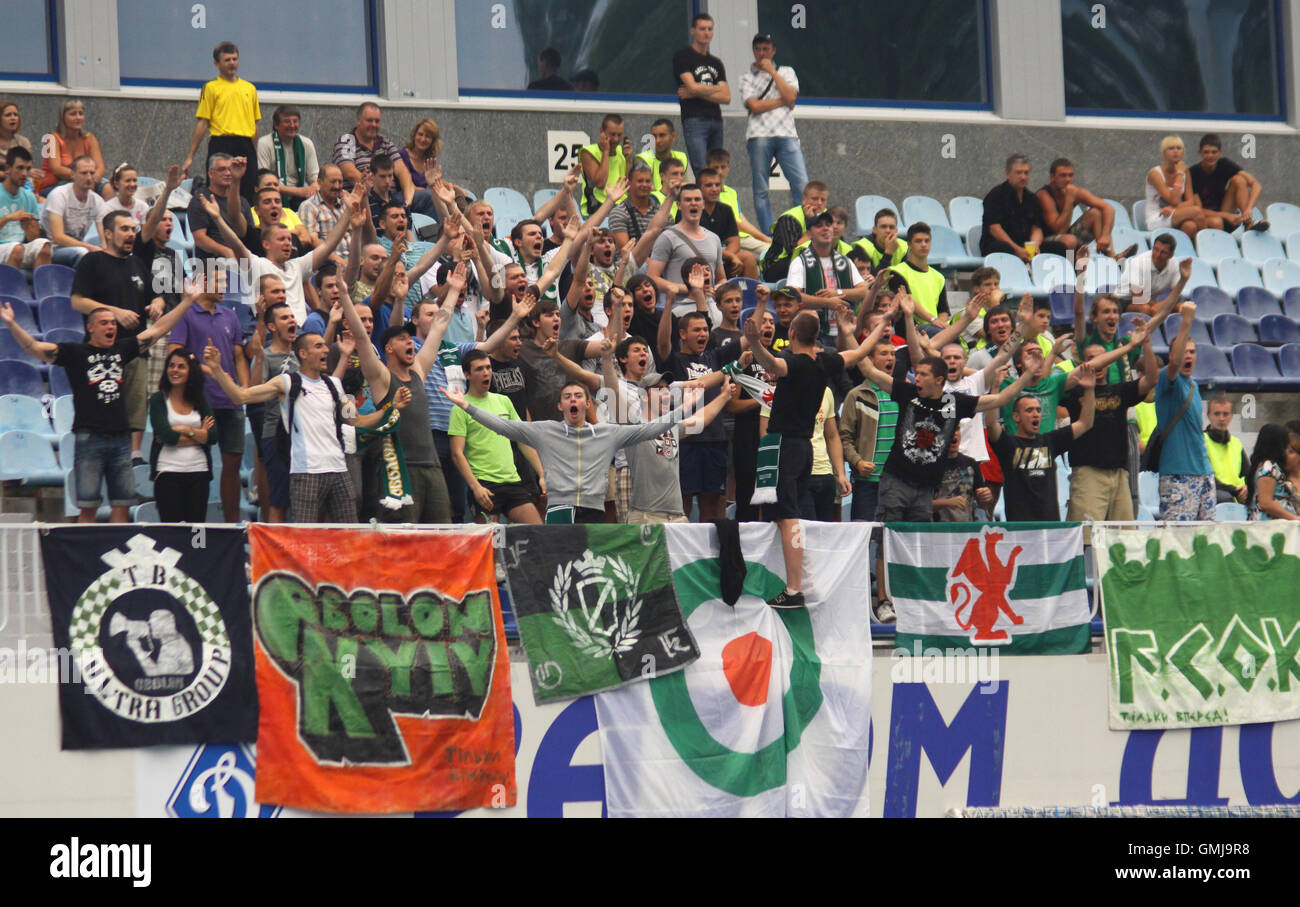 FC Obolon supporters show their support during Ukraine Championship ...