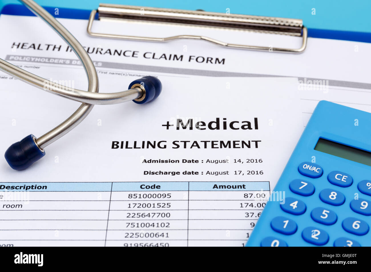 Healthcare cost concept with calculator and medical bill Stock Photo ...