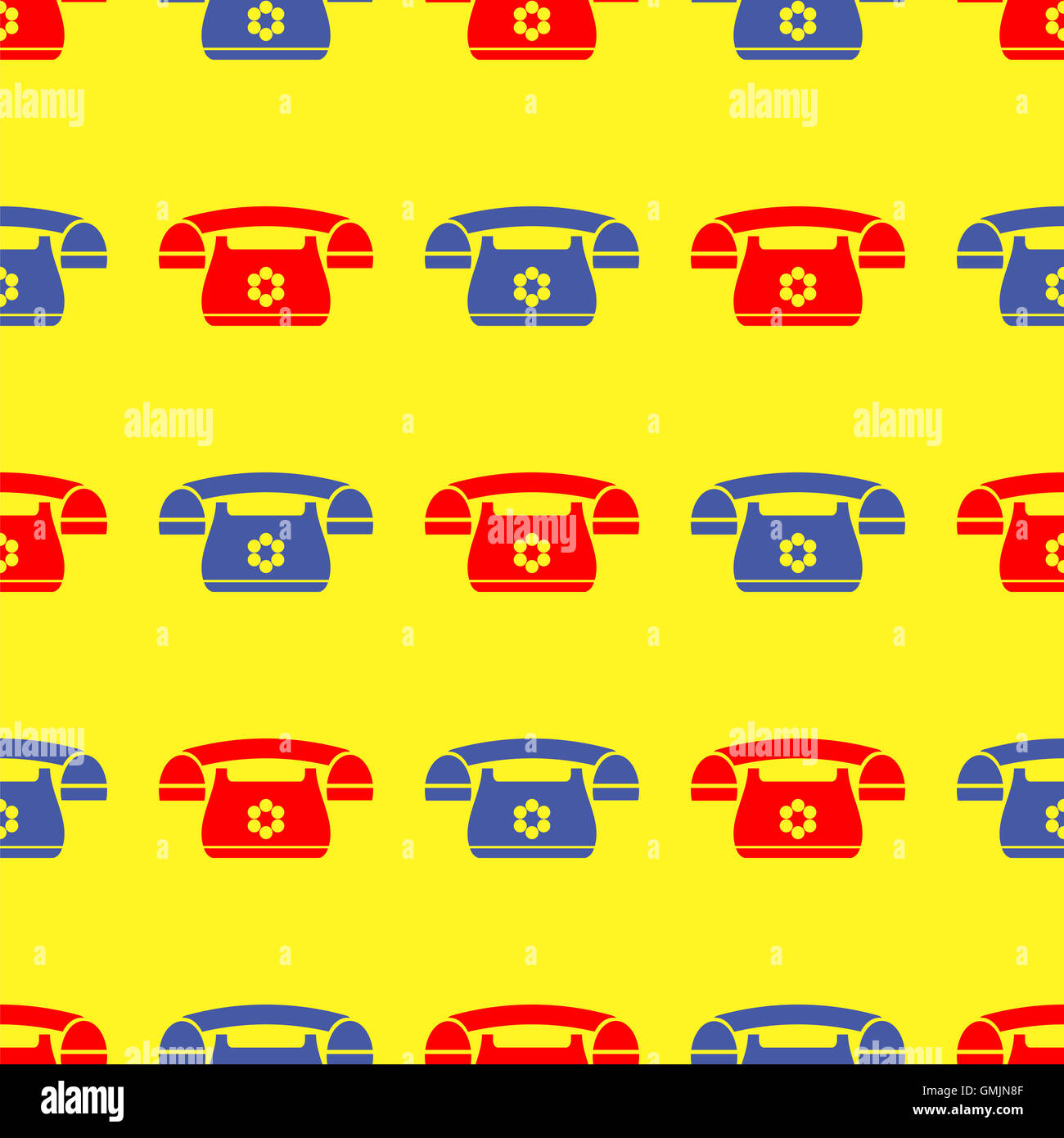 Seamless Retro Red Blue Phone Pattern Stock Photo - Alamy