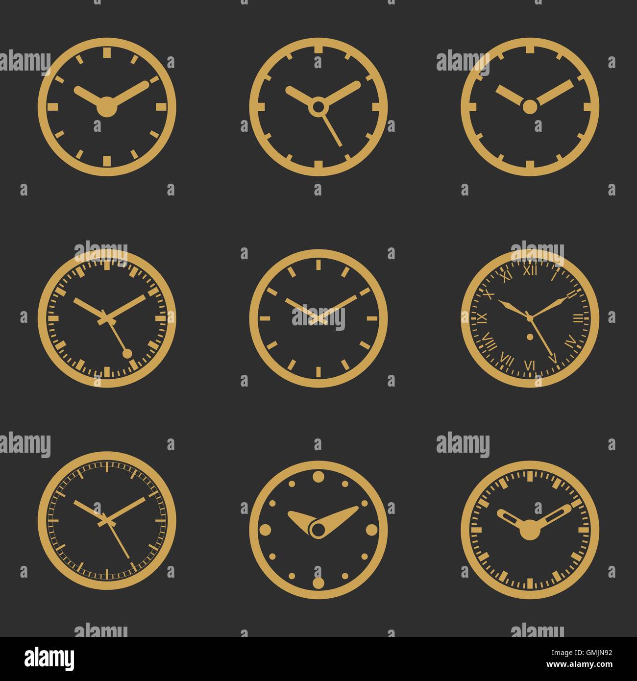 Clock Icon Set - Isolated Vector Illustration Stock Vector Image & Art ...