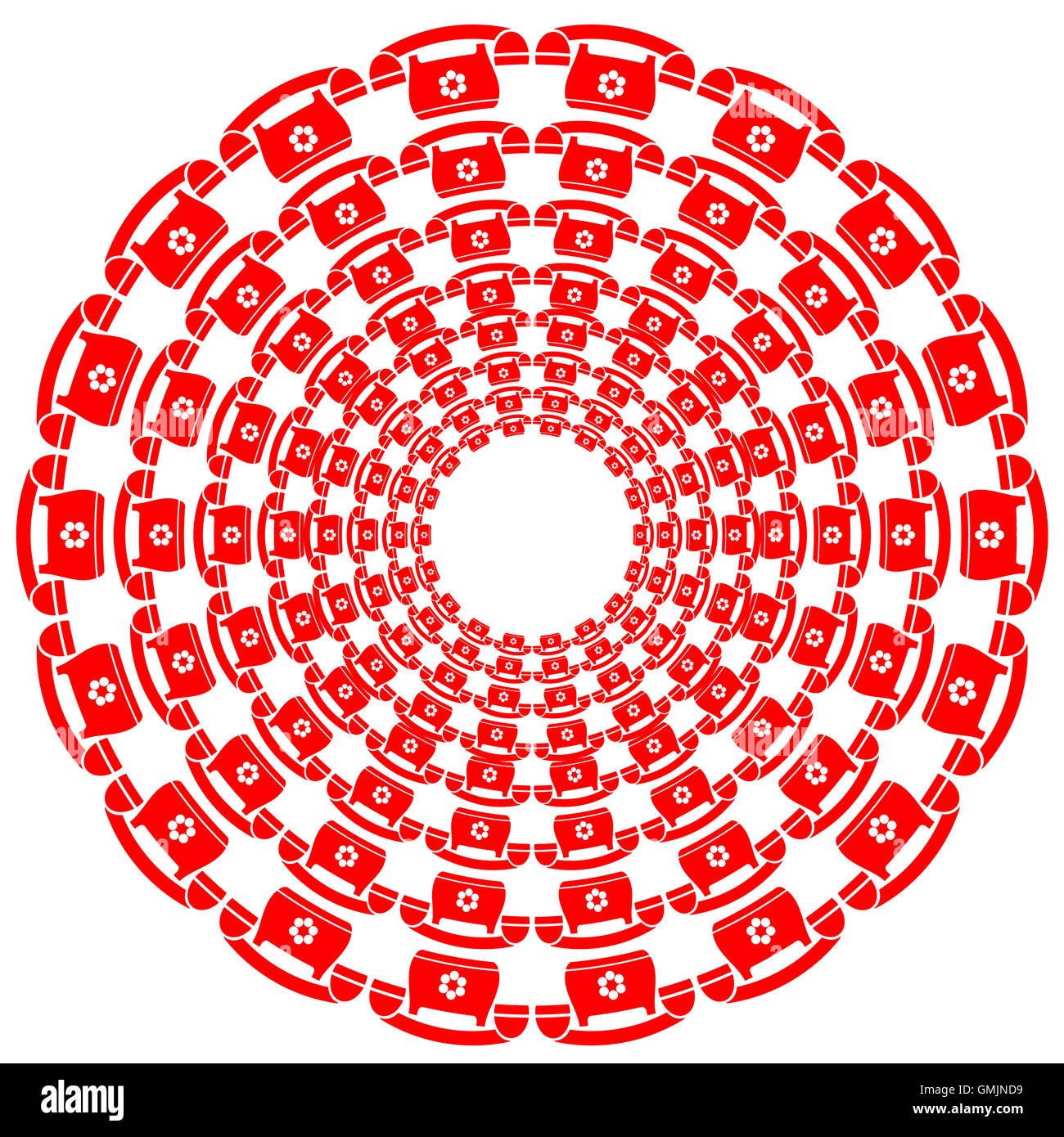 Set of Round Red Phone Frames Stock Photo - Alamy