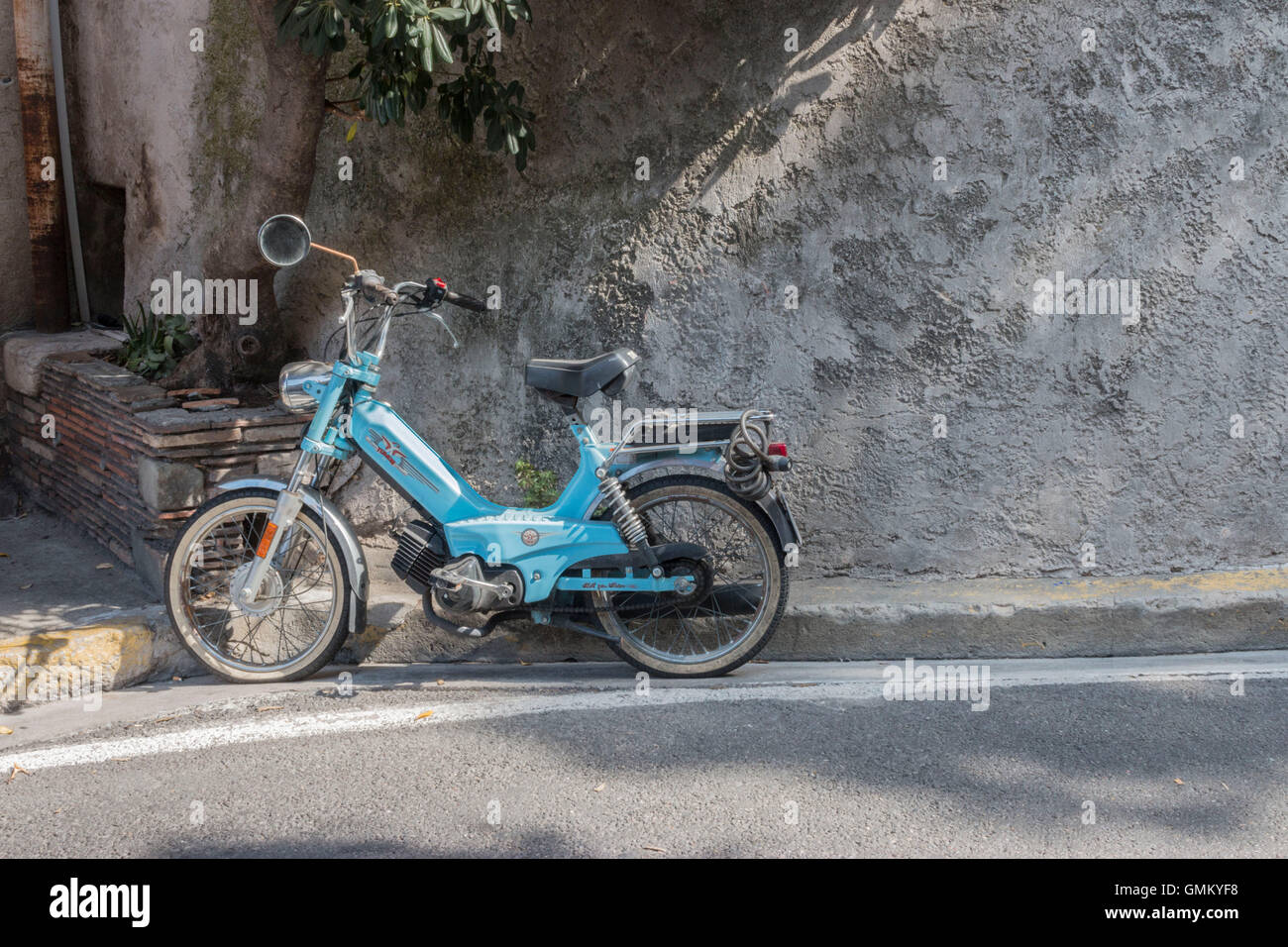 blue moped parked in Antibes France Stock Photo - Alamy