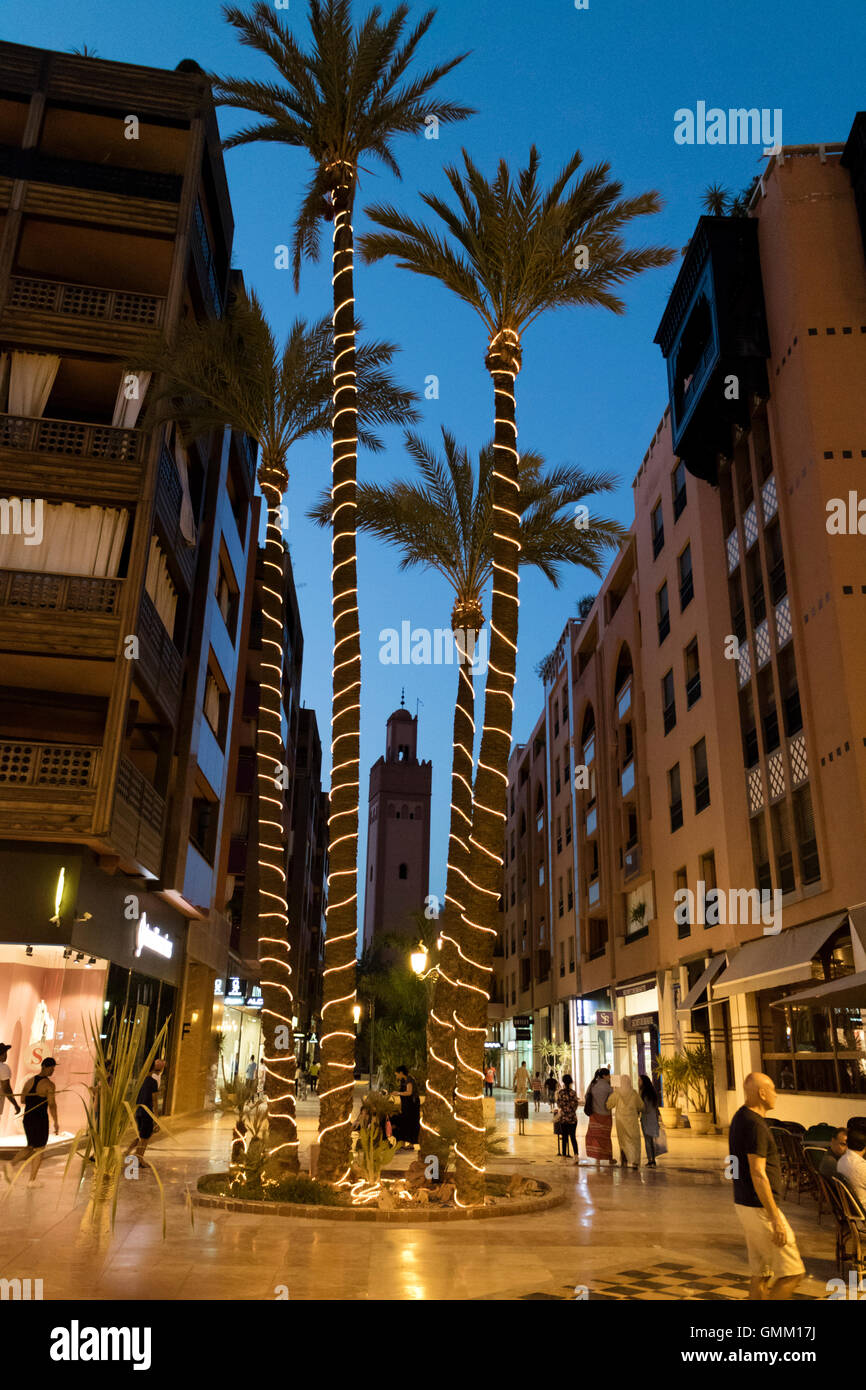Modern center of Marrakech, Morocco at night Stock Photo - Alamy