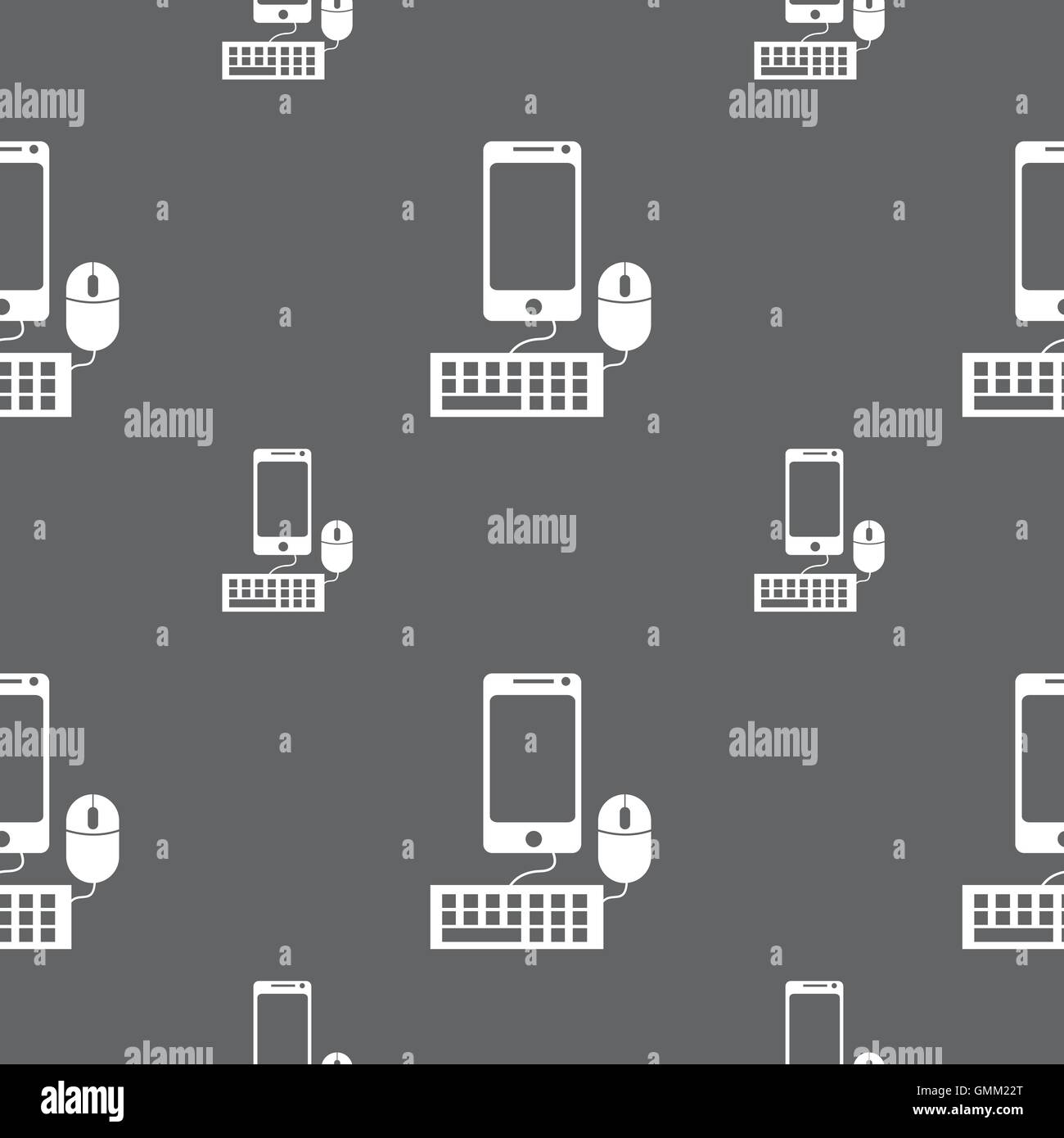smartphone widescreen monitor, keyboard, mouse sign icon. Seamless ...