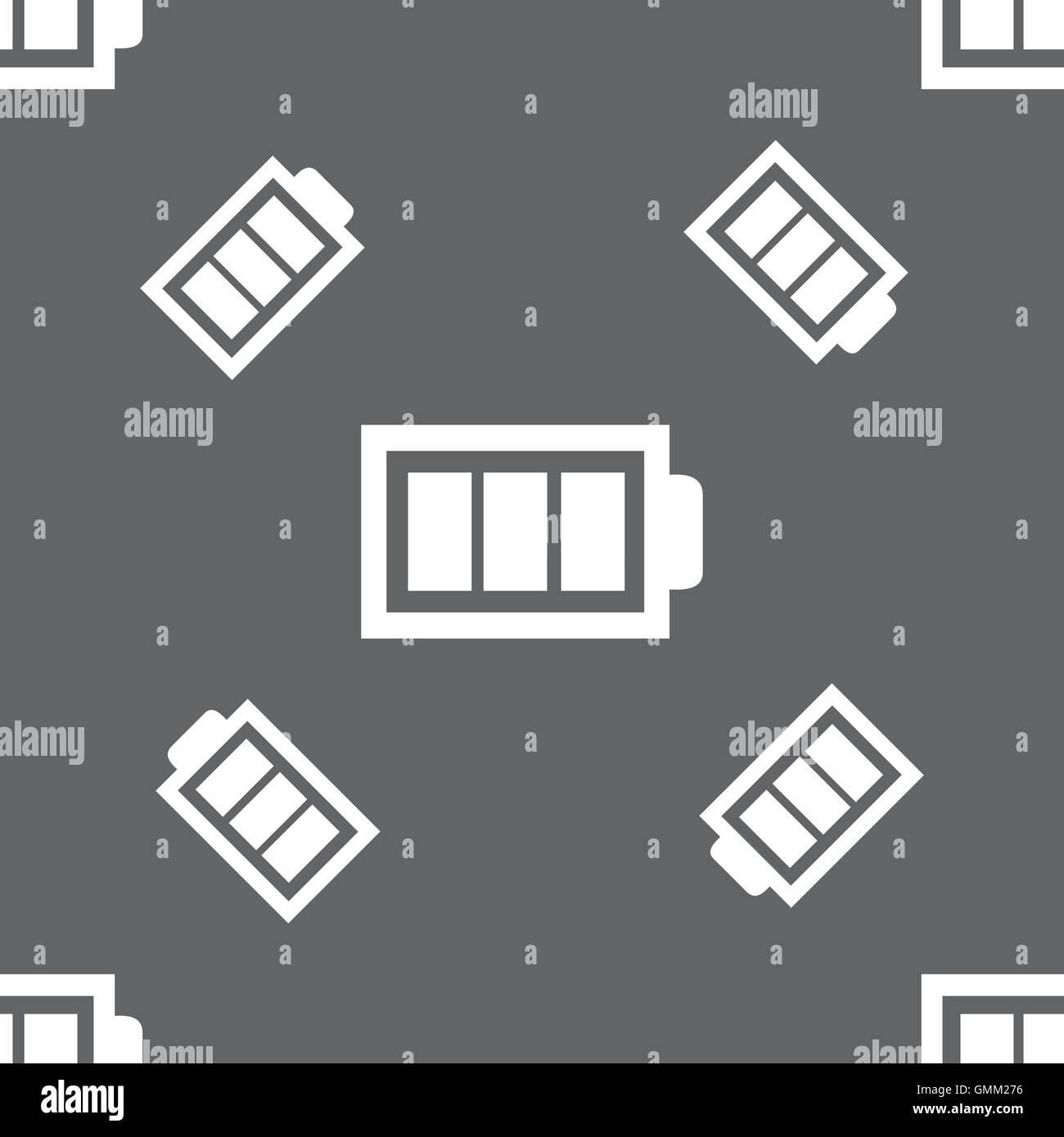 Battery fully charged sign icon. Electricity symbol. Seamless pattern ...