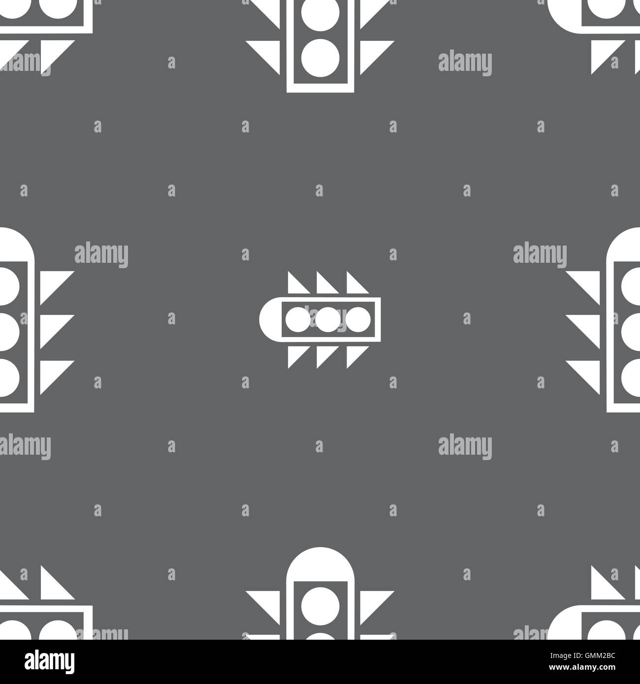 Traffic light signal icon sign. Seamless pattern on a gray background ...