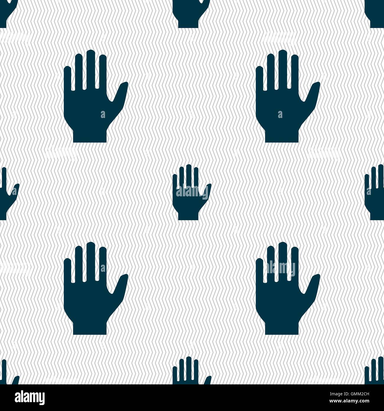 Hand print sign icon. Stop symbol. Seamless abstract background with ...