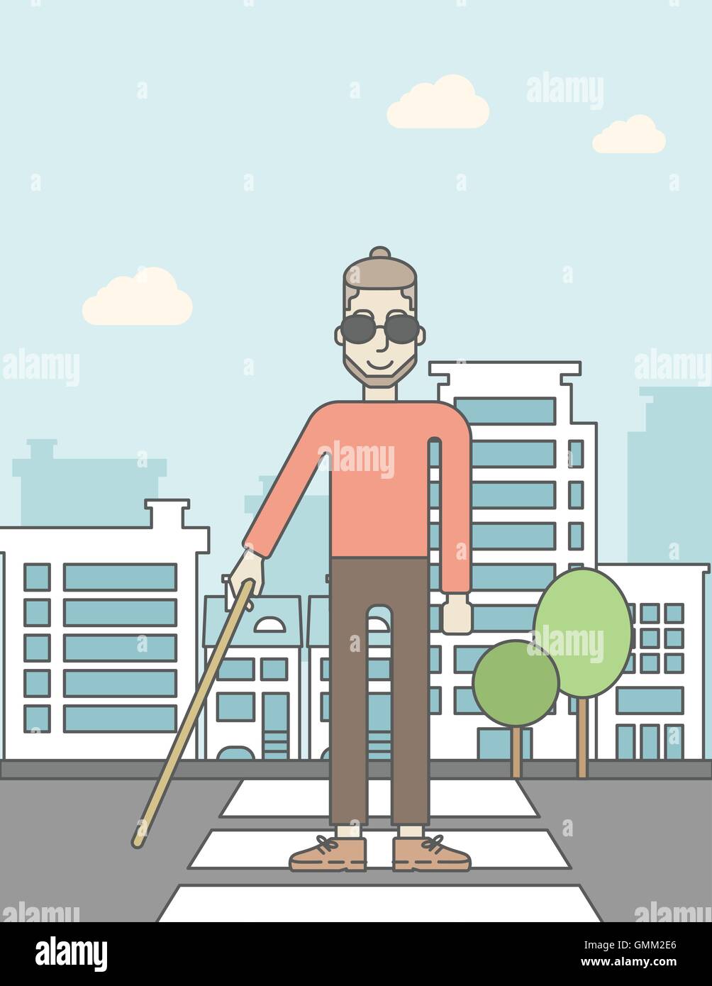 Blind man with stick Stock Vector Image & Art - Alamy