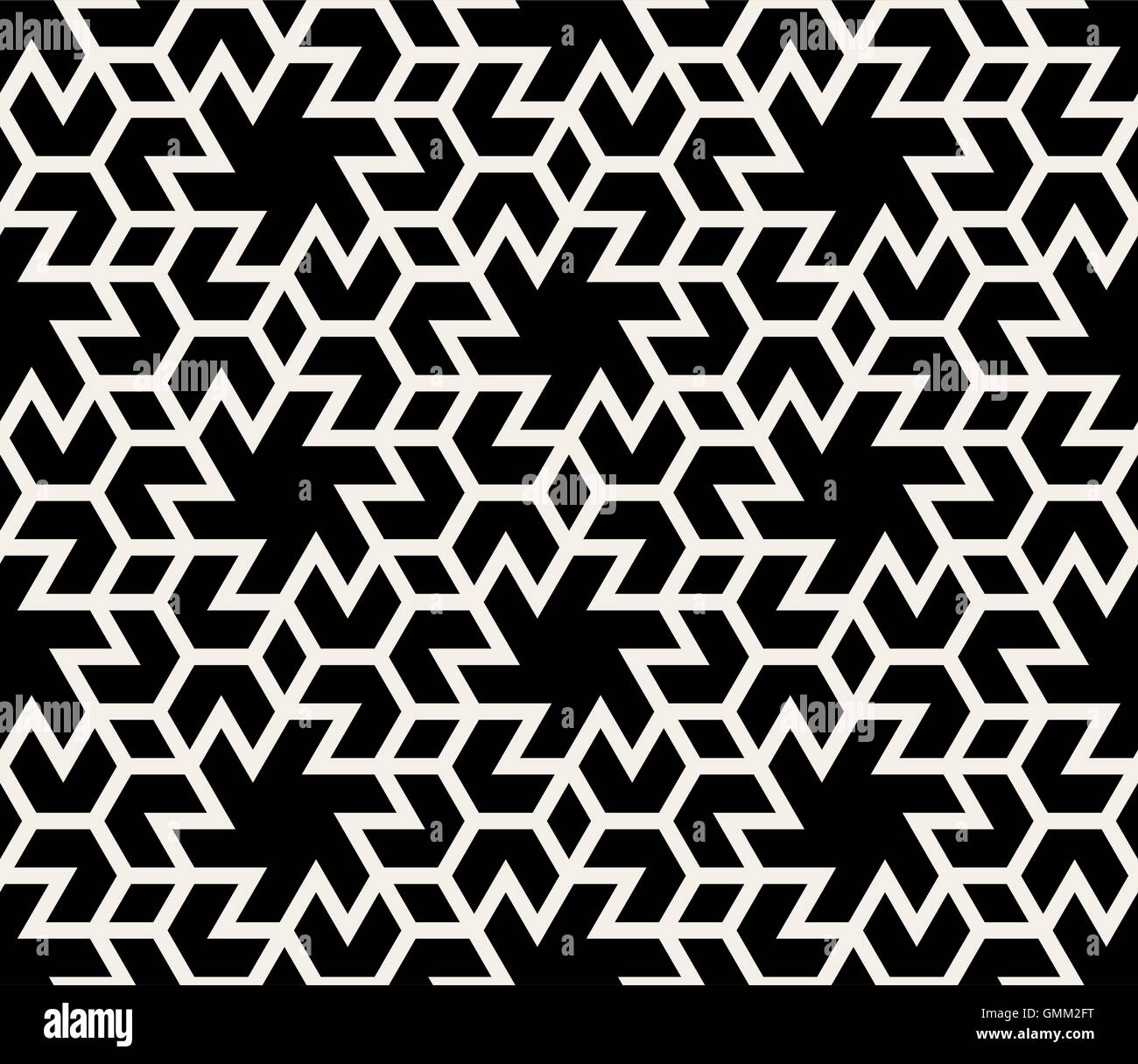 Vector Seamless Black and White Abstract Geometric Hexagonal Tiling ...