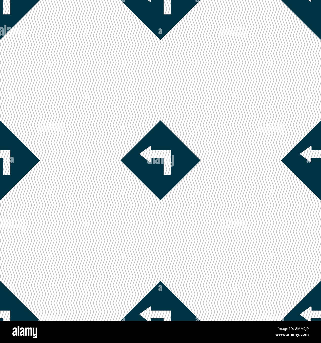 Road sign warning of dangerous left curve icon sign. Seamless abstract ...