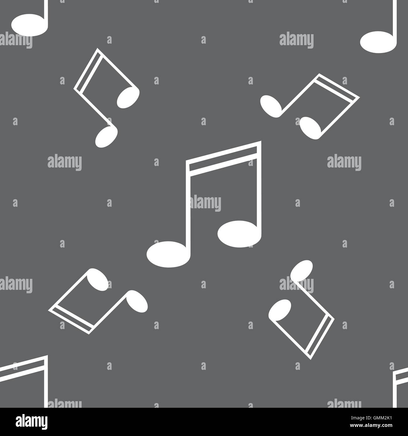 Music note sign icon. Musical symbol. Seamless pattern on a gray ...