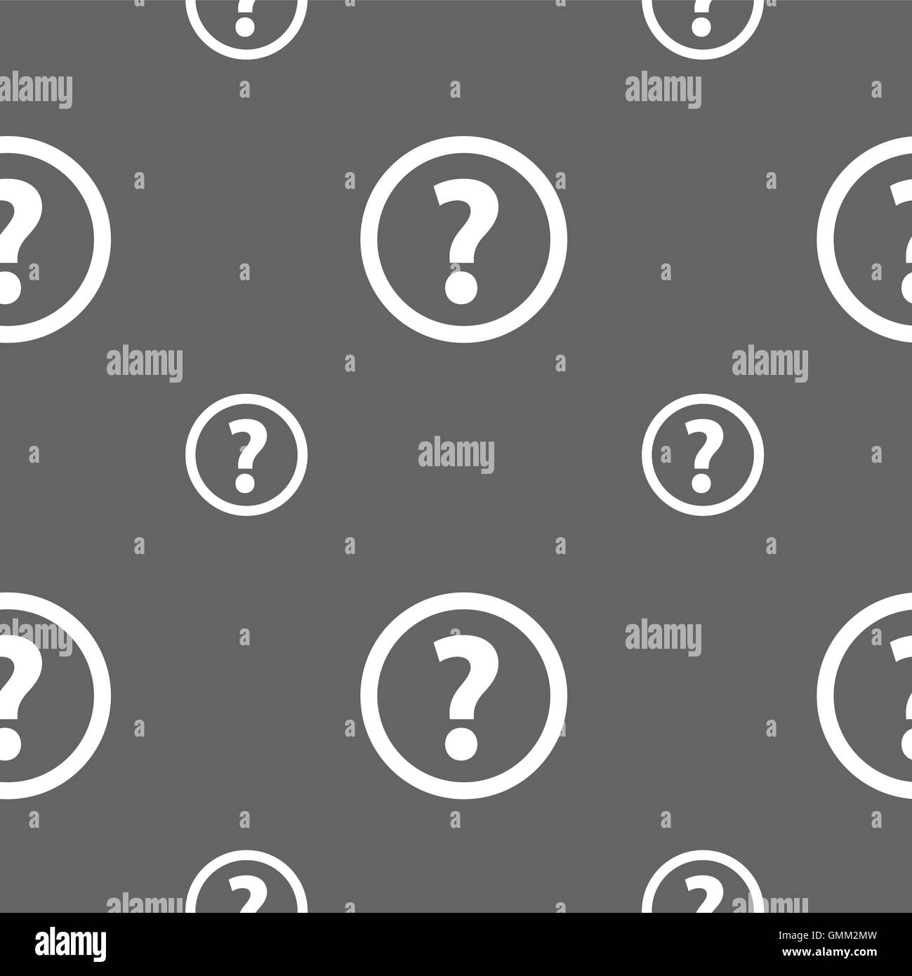 Question mark sign icon. Help speech bubble symbol. FAQ sign. Seamless pattern on a gray ...