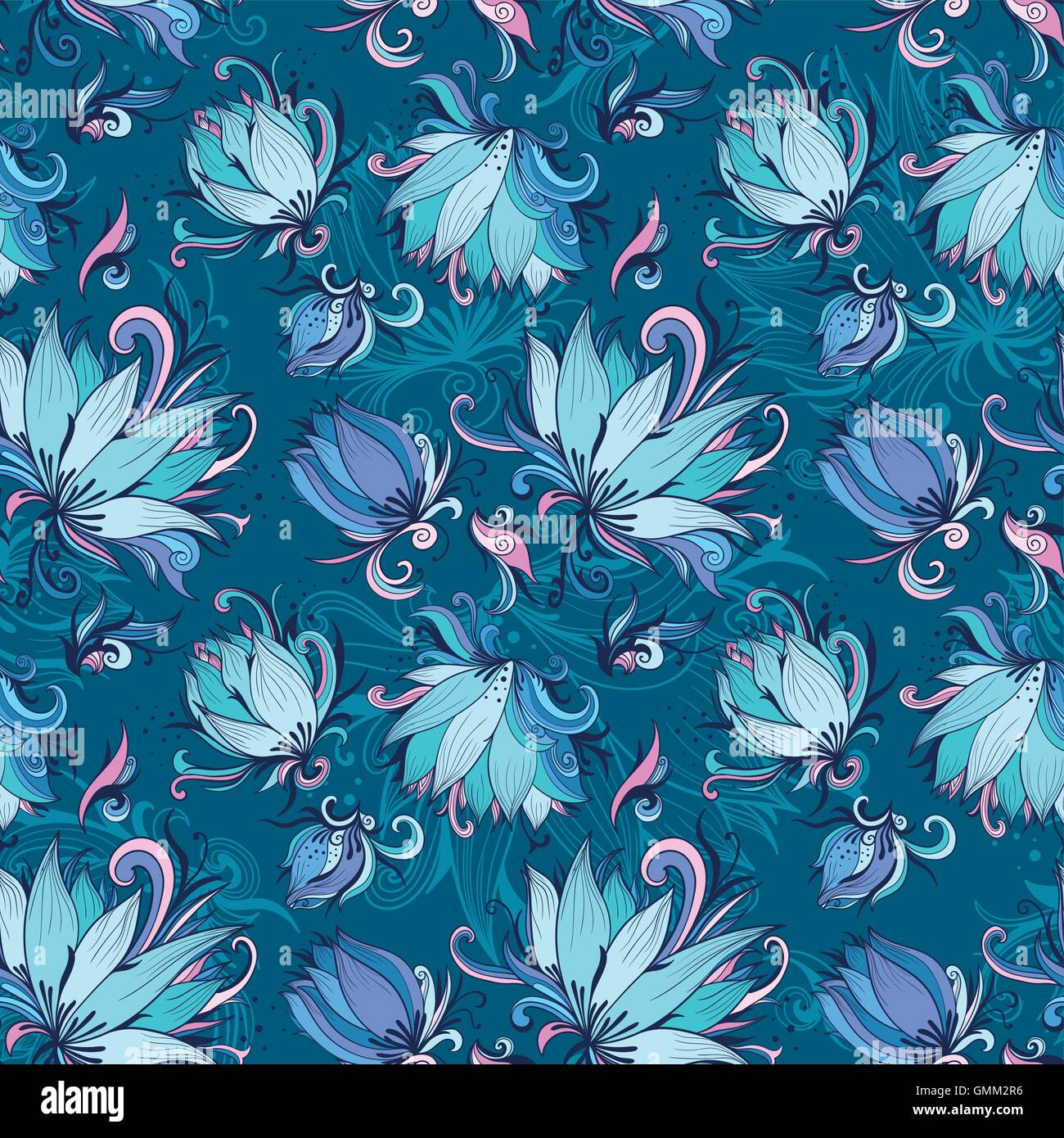 Blue Lotus Vector Pattern Stock Vector Image & Art - Alamy