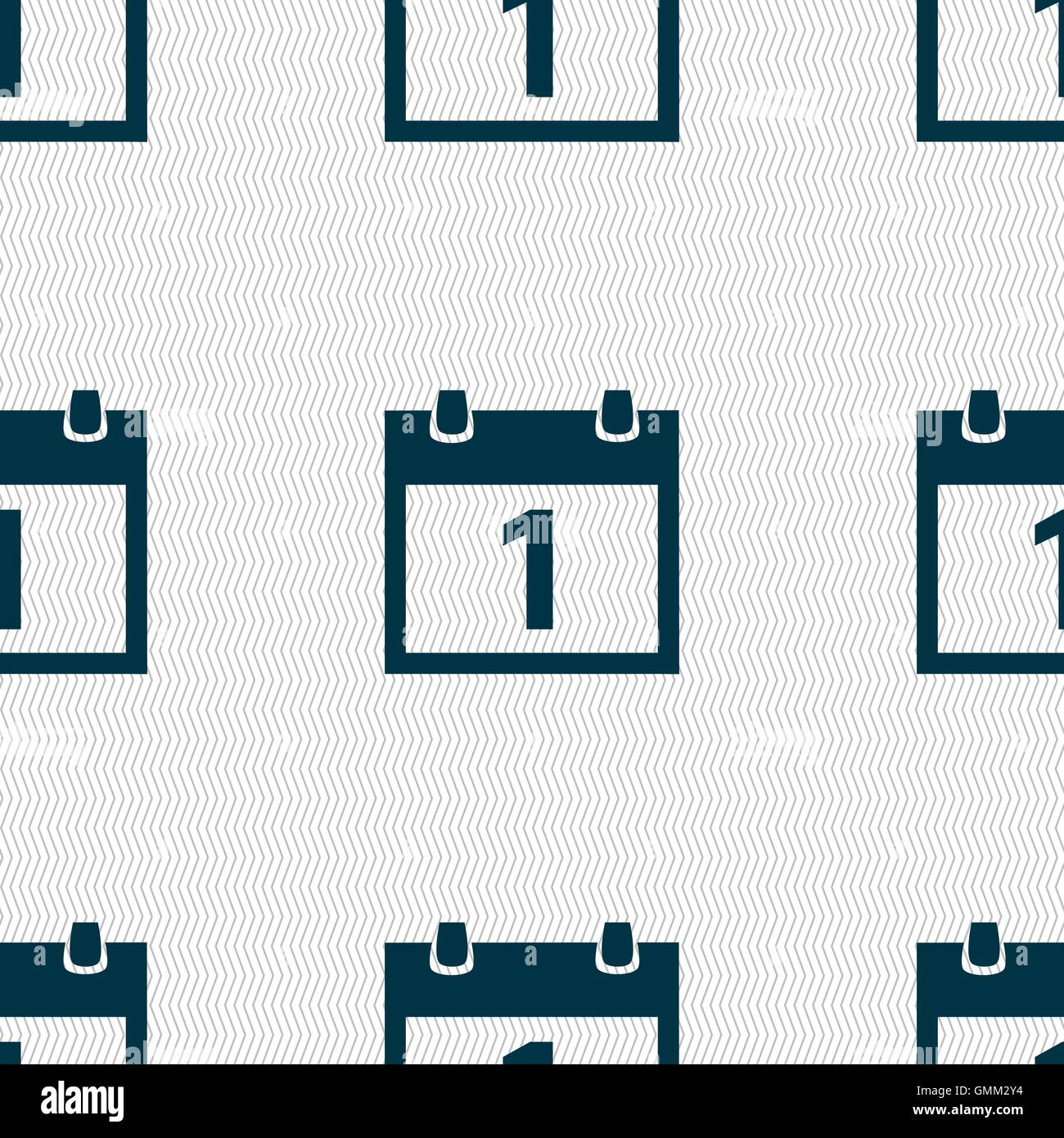 Calendar sign icon. 1 day month symbol. Date button. Seamless abstract ...