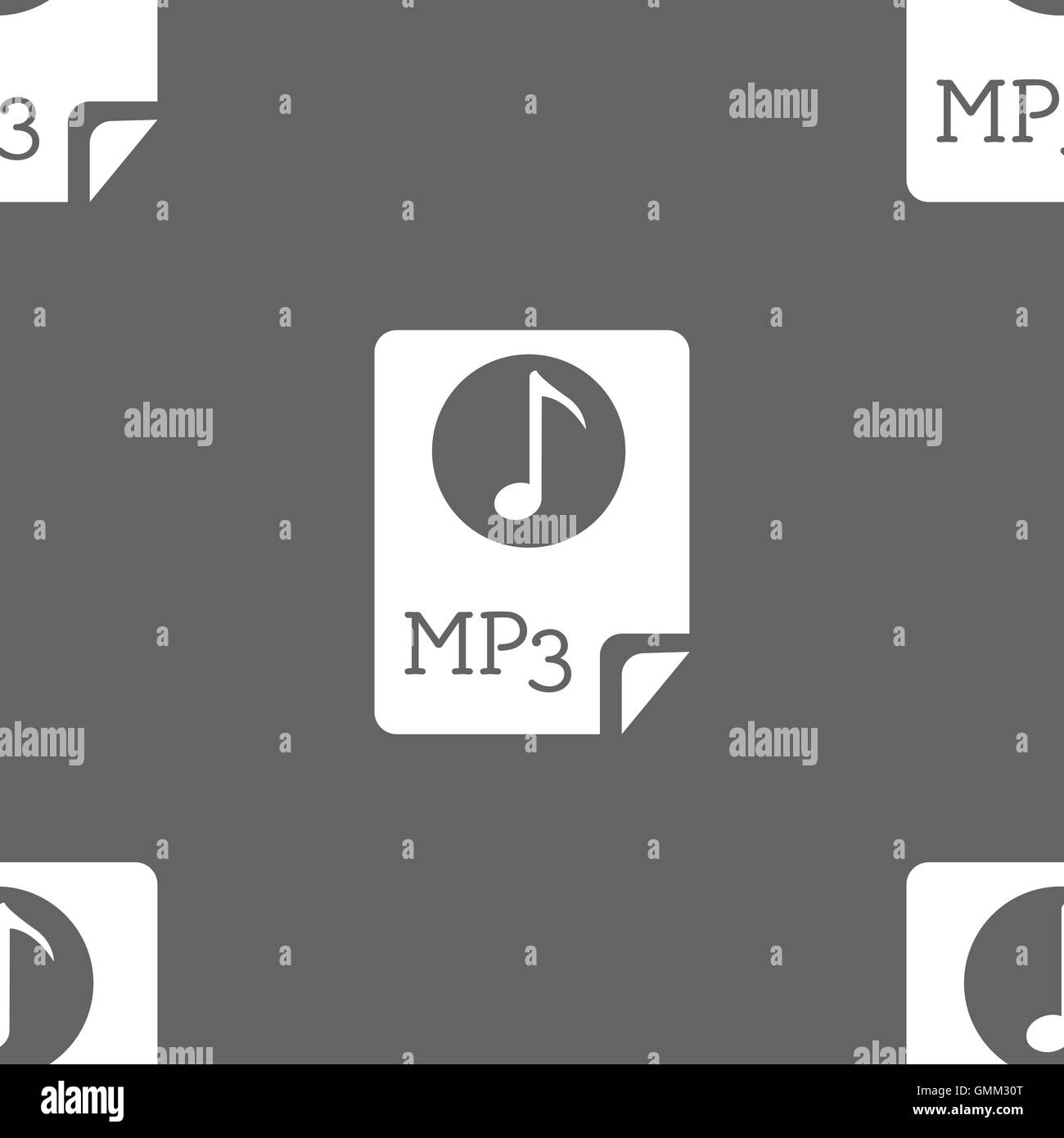 Audio, MP3 file icon sign. Seamless pattern on a gray background ...
