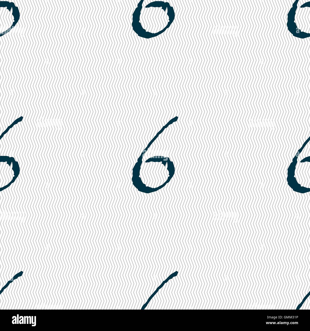 number six icon sign. Seamless abstract background with geometric ...