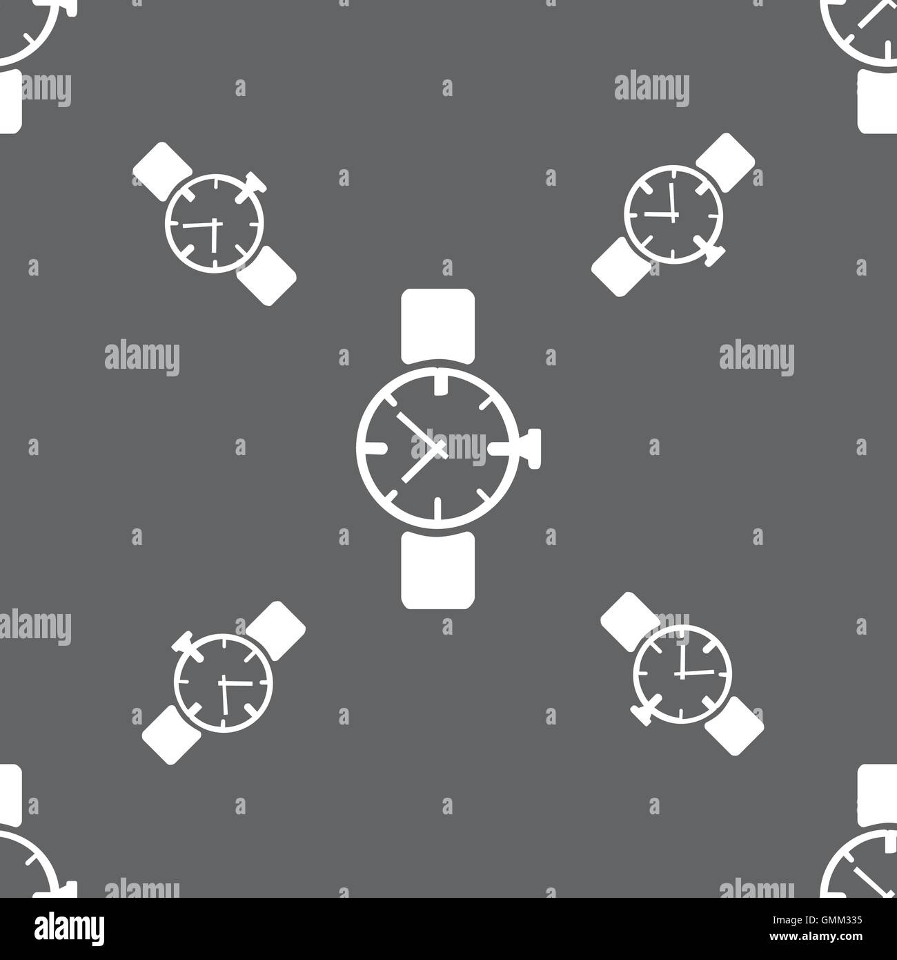 watches icon symbol . Seamless pattern on a gray background. Vector ...