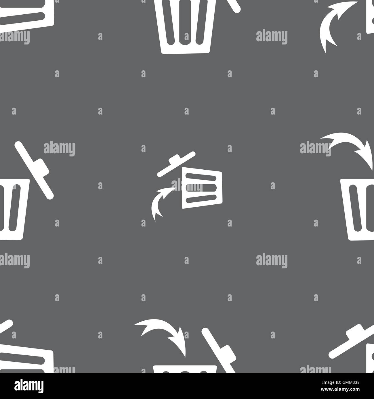 Recycle bin sign icon. Seamless pattern on a gray background. Vector ...