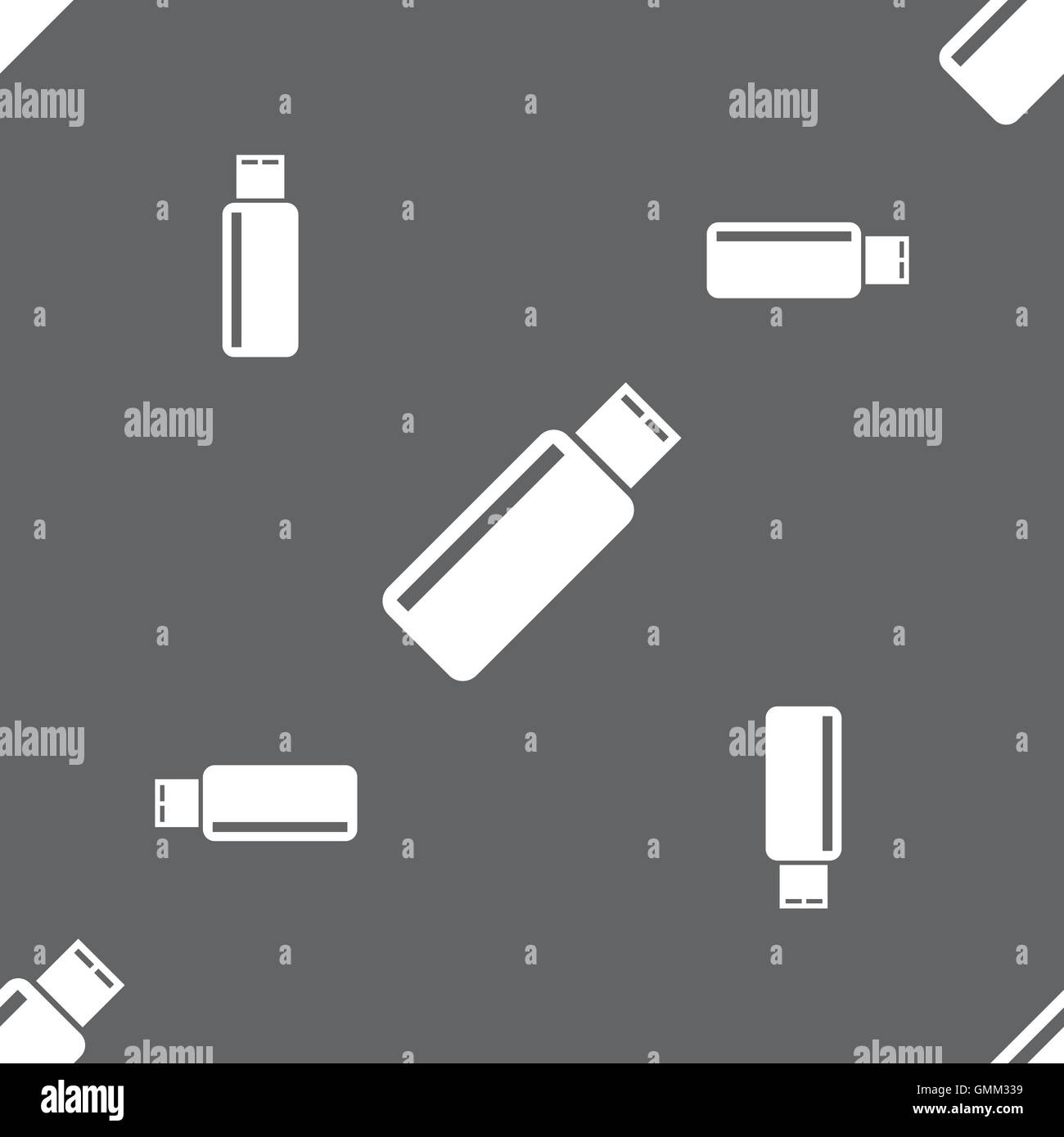 Usb sign icon. flash drive stick symbol. Seamless pattern on a gray ...