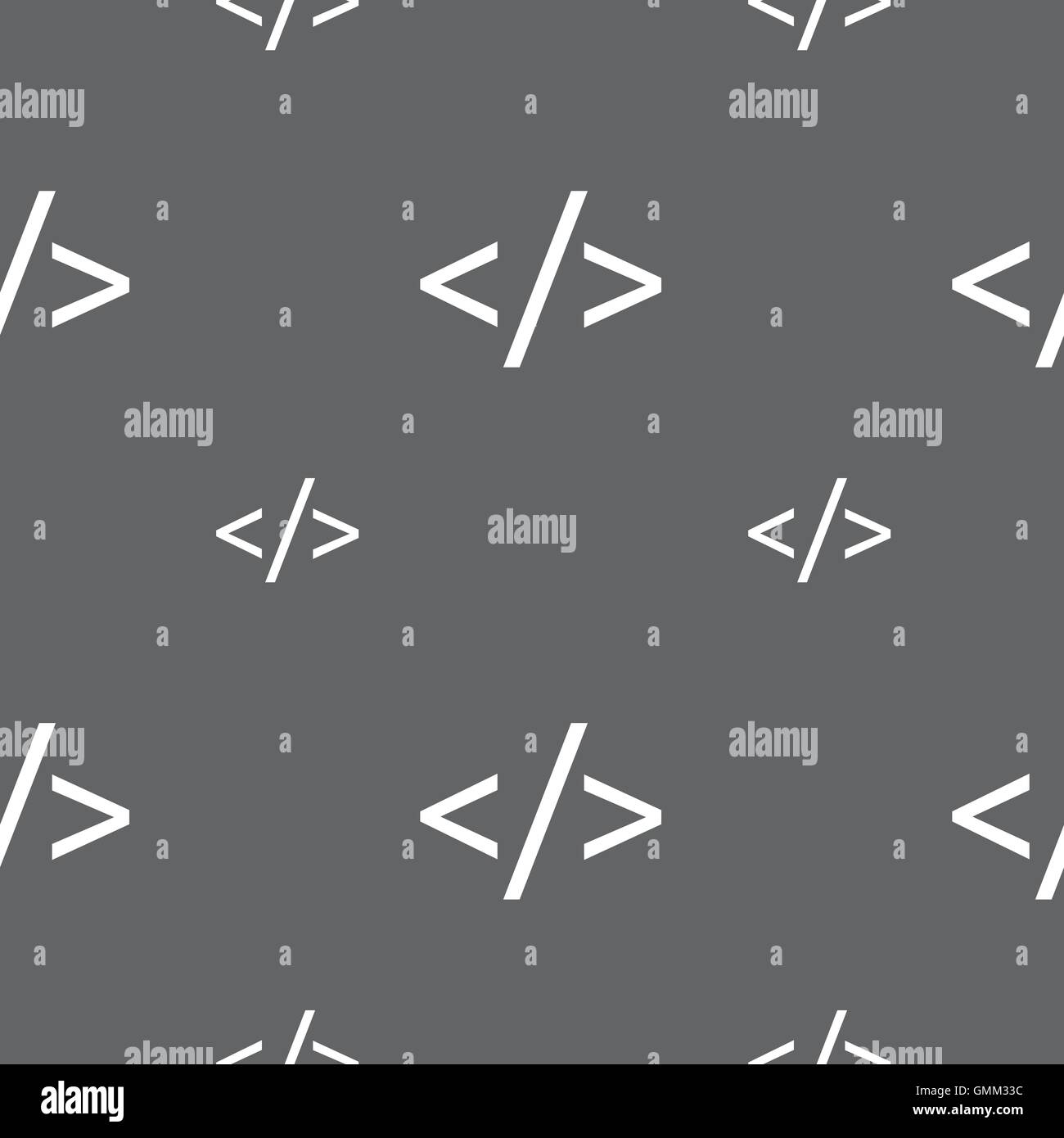 Code sign icon. Programming language symbol. Seamless pattern on a gray background. Vector Stock ...