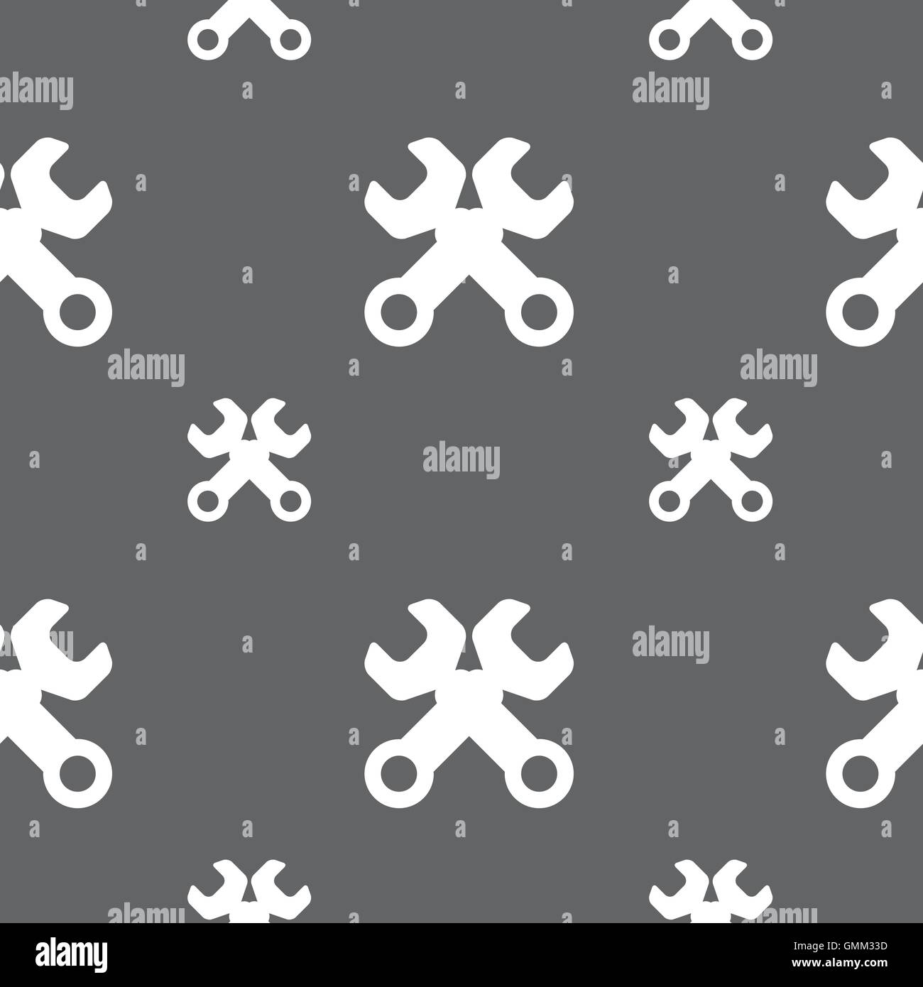 Wrench key sign icon. Service tool symbol. Seamless pattern on a gray ...