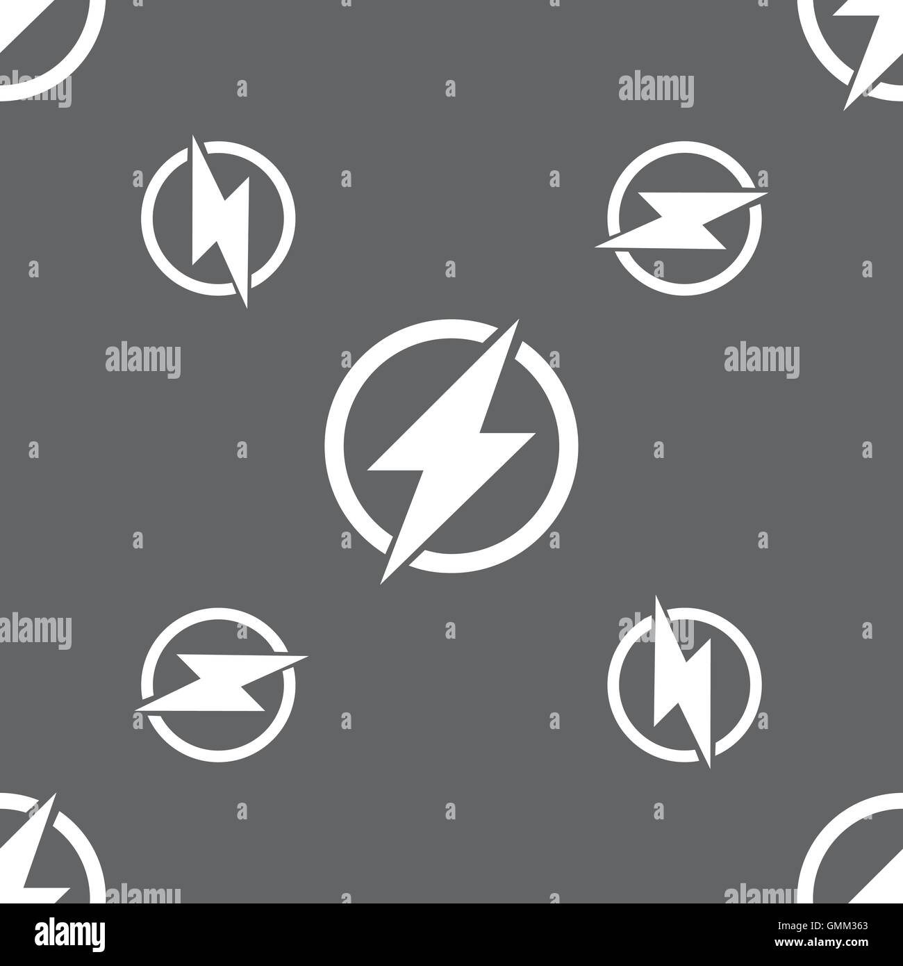 Photo flash sign icon. Lightning symbol. Seamless pattern on a gray ...