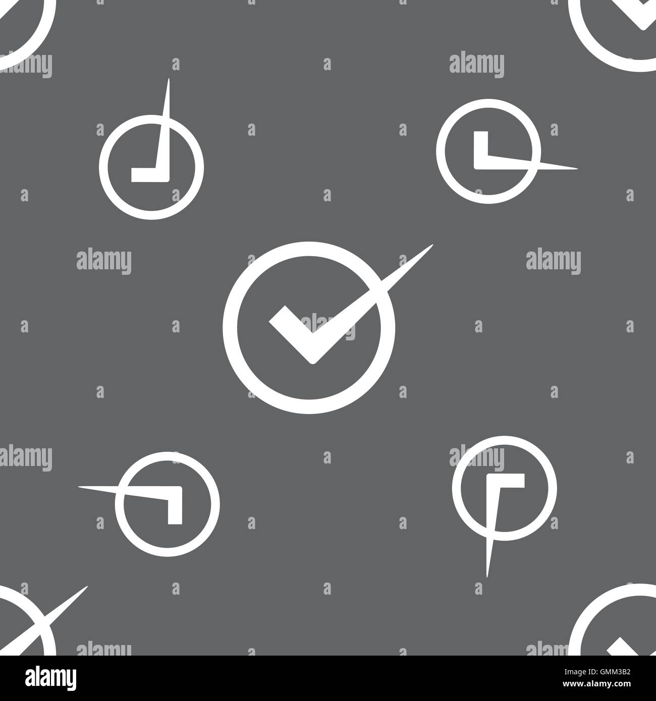 Check mark sign icon. Checkbox button. Seamless pattern on a gray background. Vector Stock ...