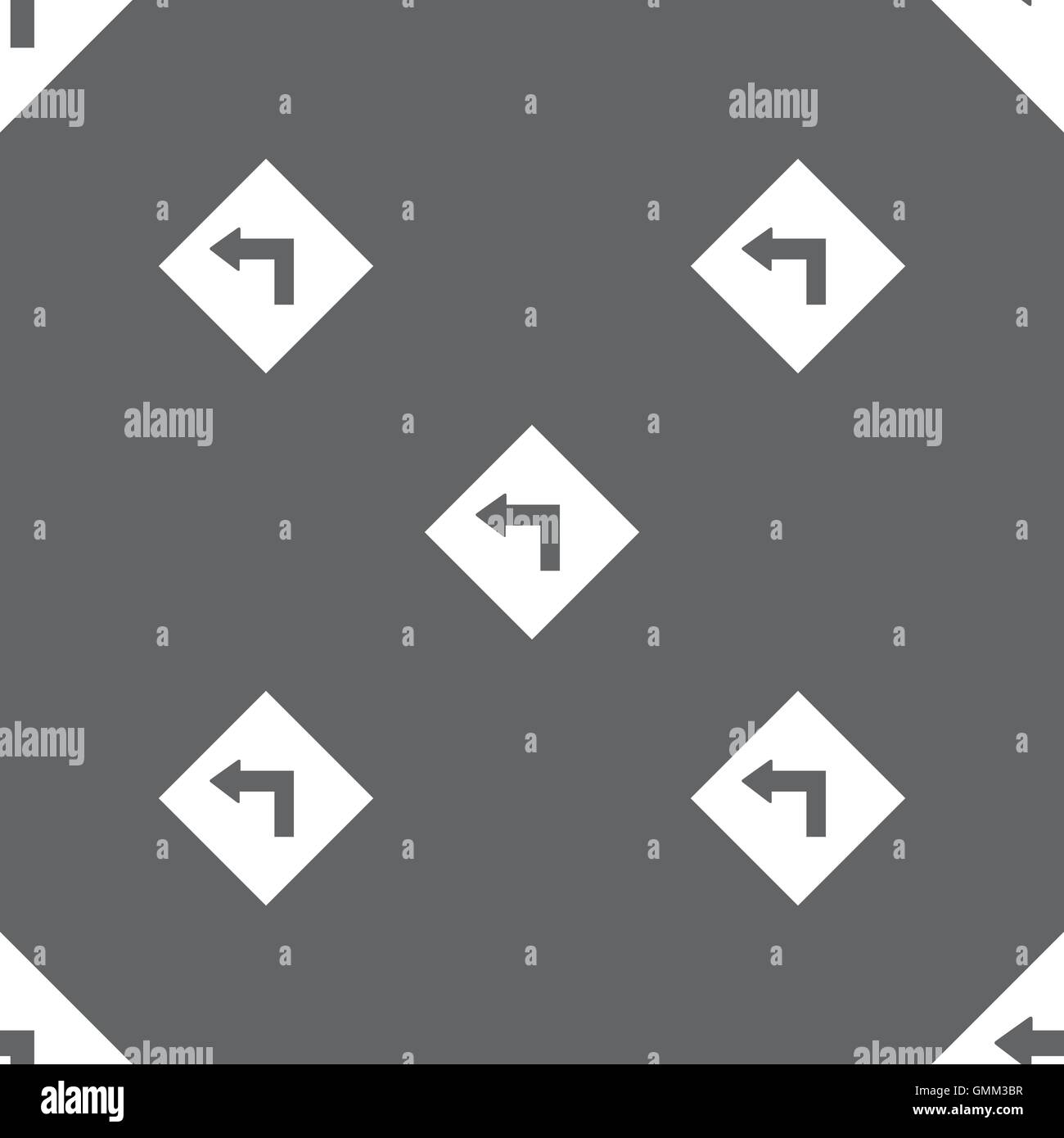 Road sign warning of dangerous left curve icon sign. Seamless pattern ...