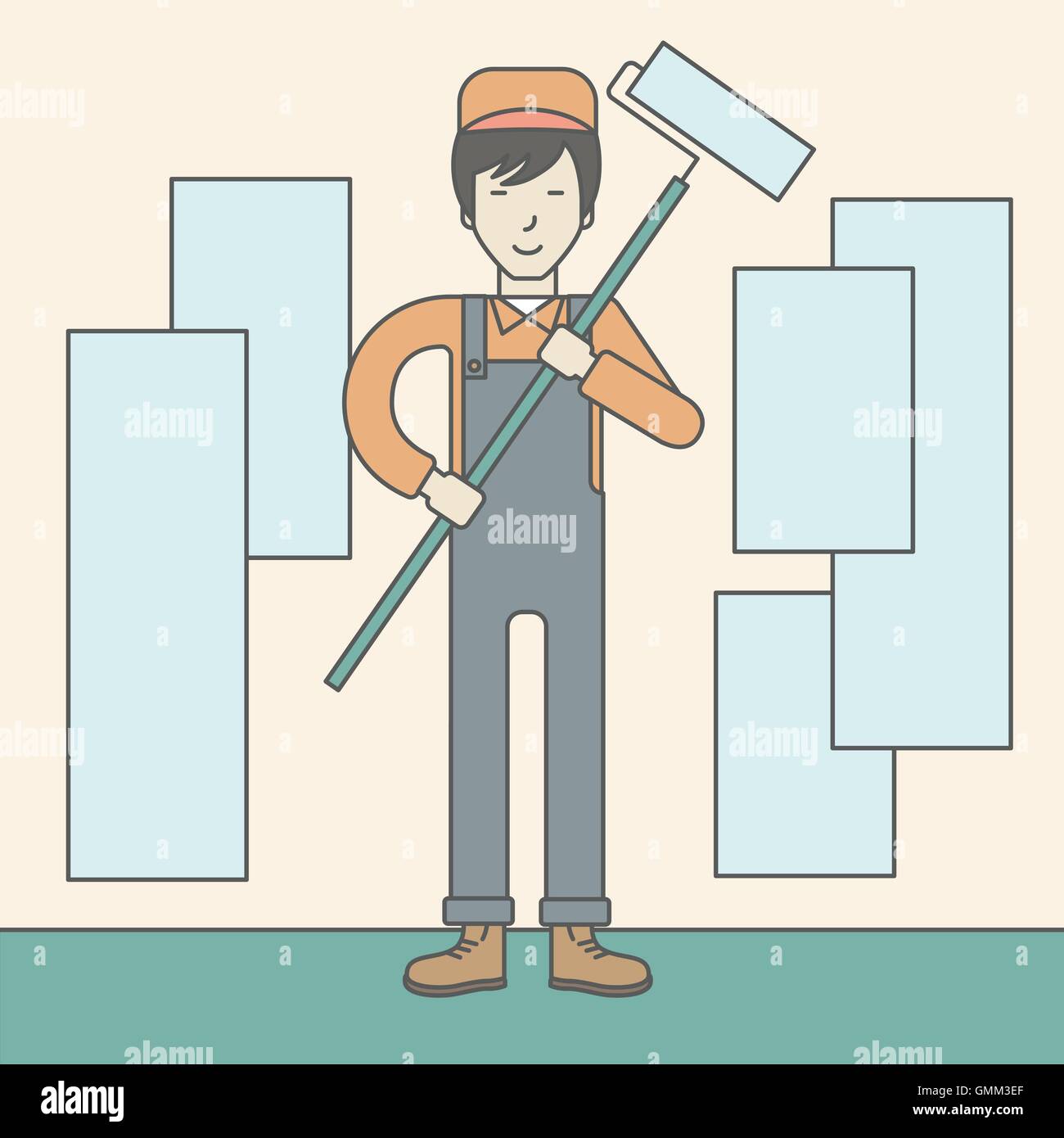 Asian cleaner worker Stock Vector Images - Alamy