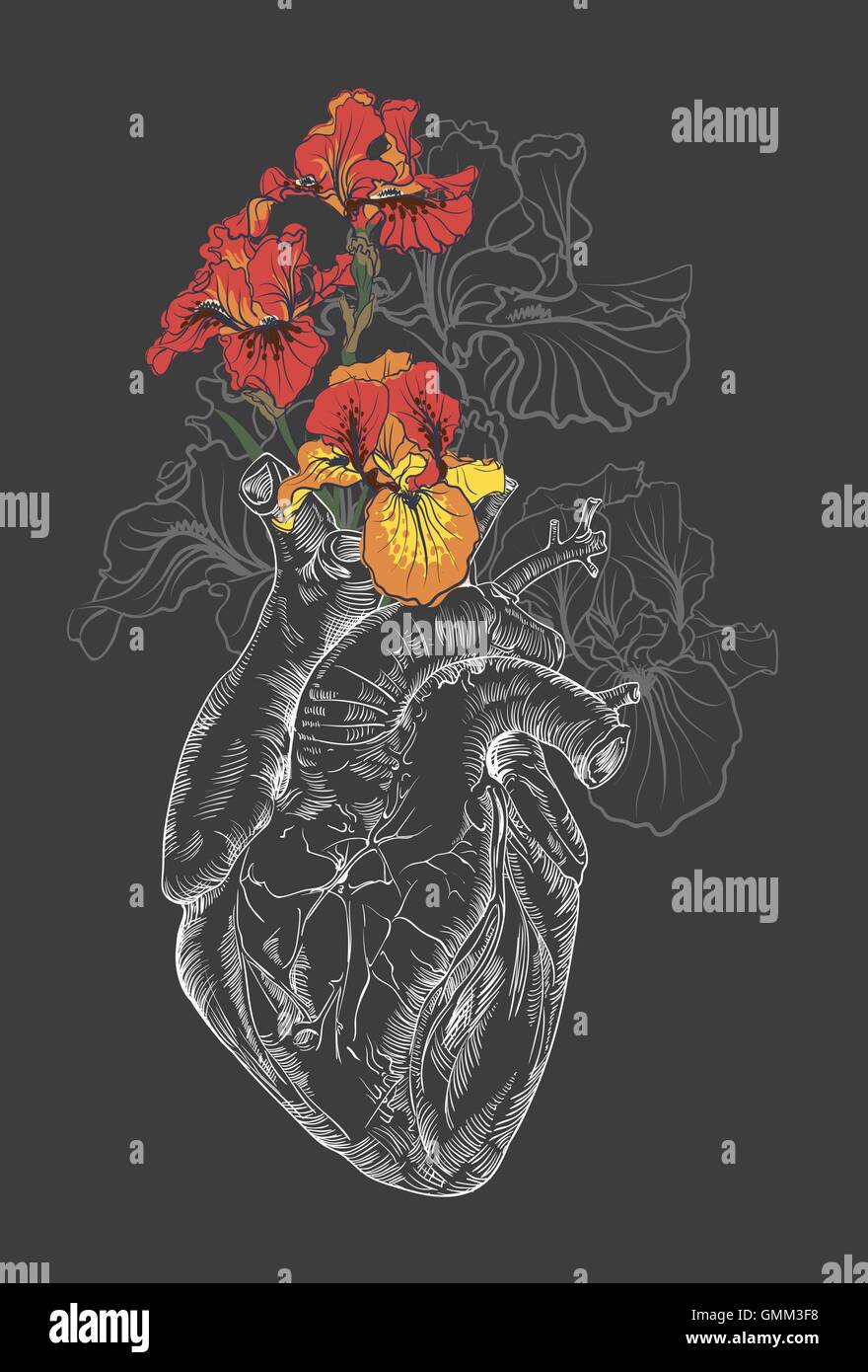 Natural heart pattern flowers Stock Vector Images - Alamy